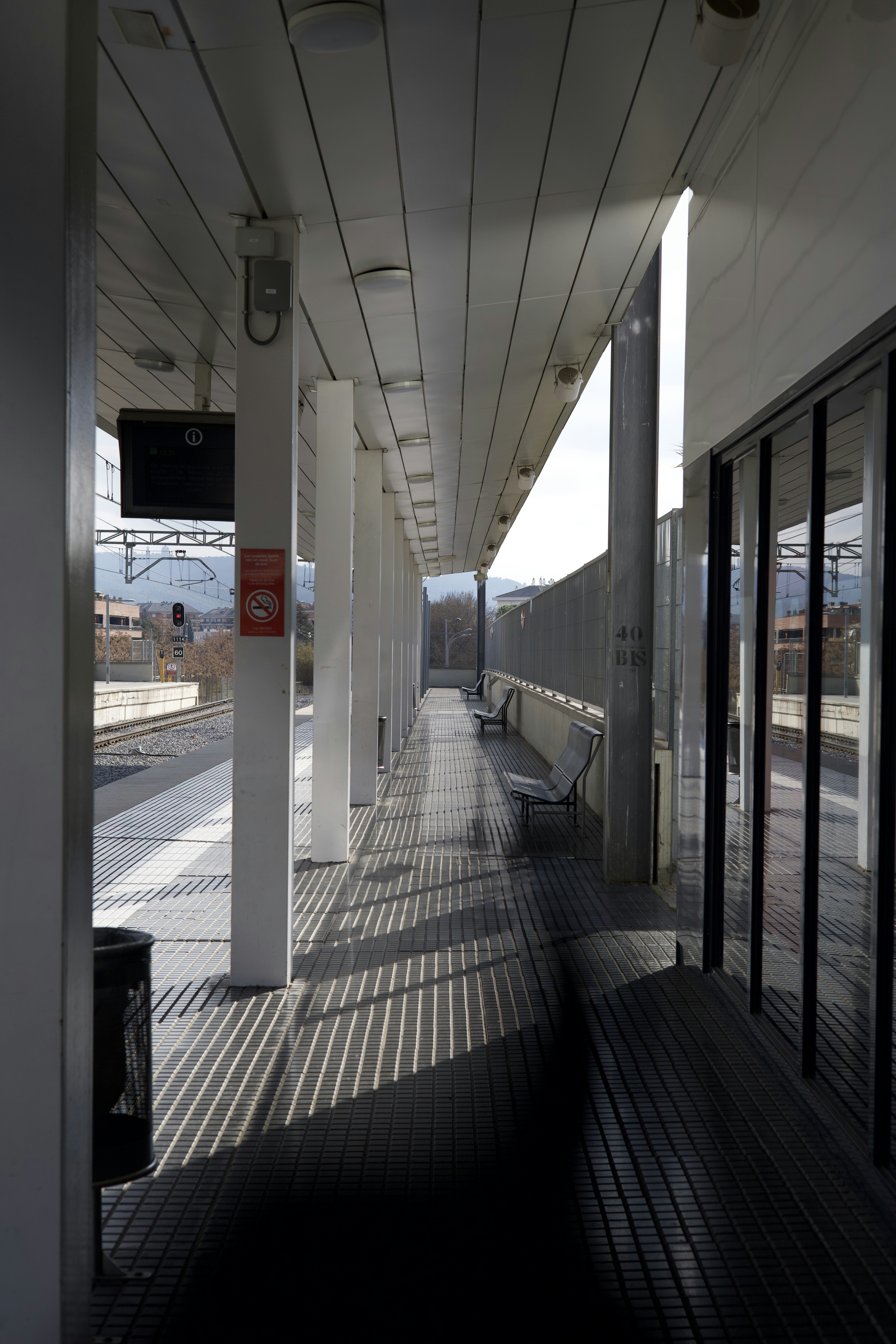 Train station benches in Sant Cugat del Vallès, Spain.