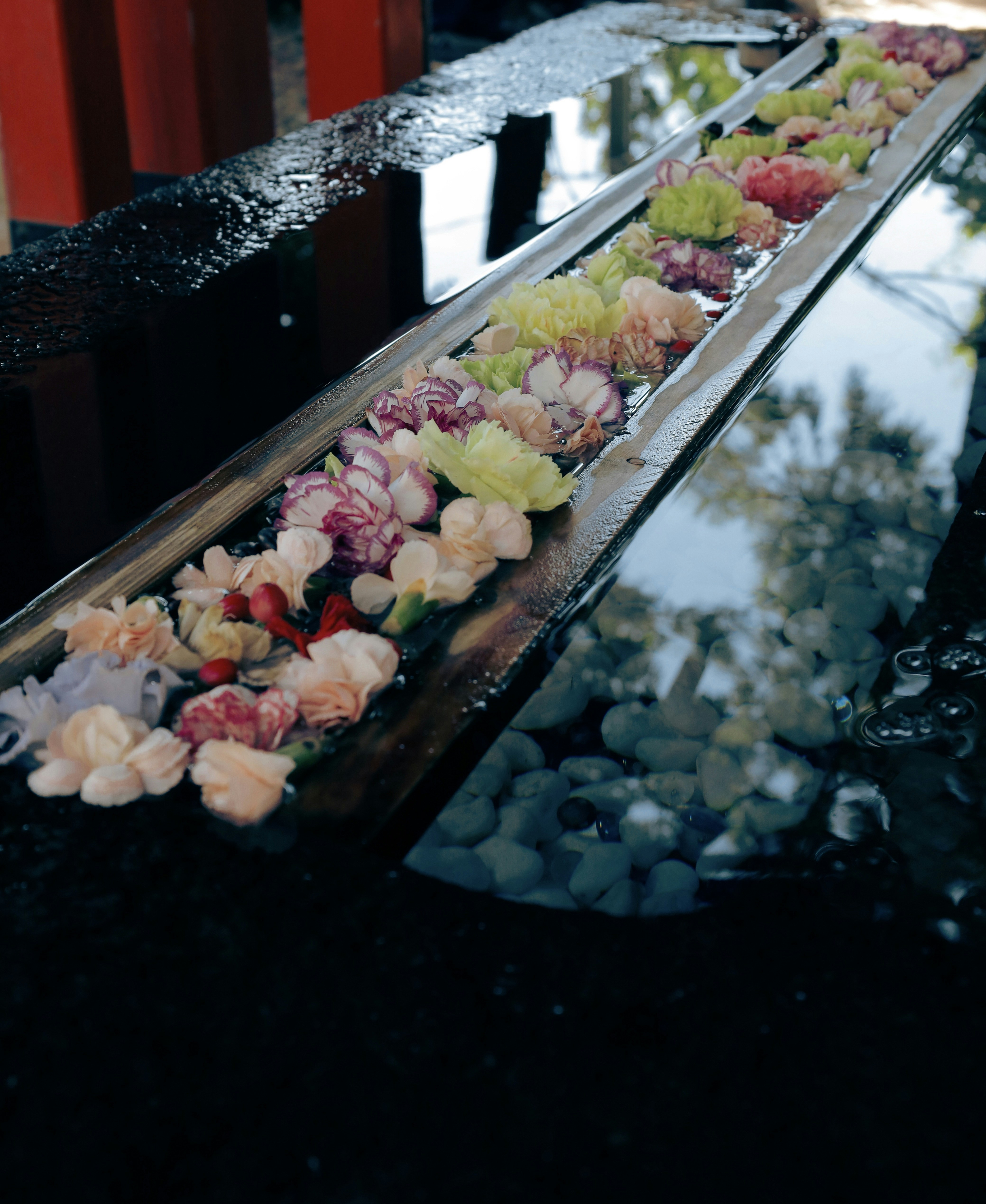 Petal Ribbon in a Black Granite Channel
