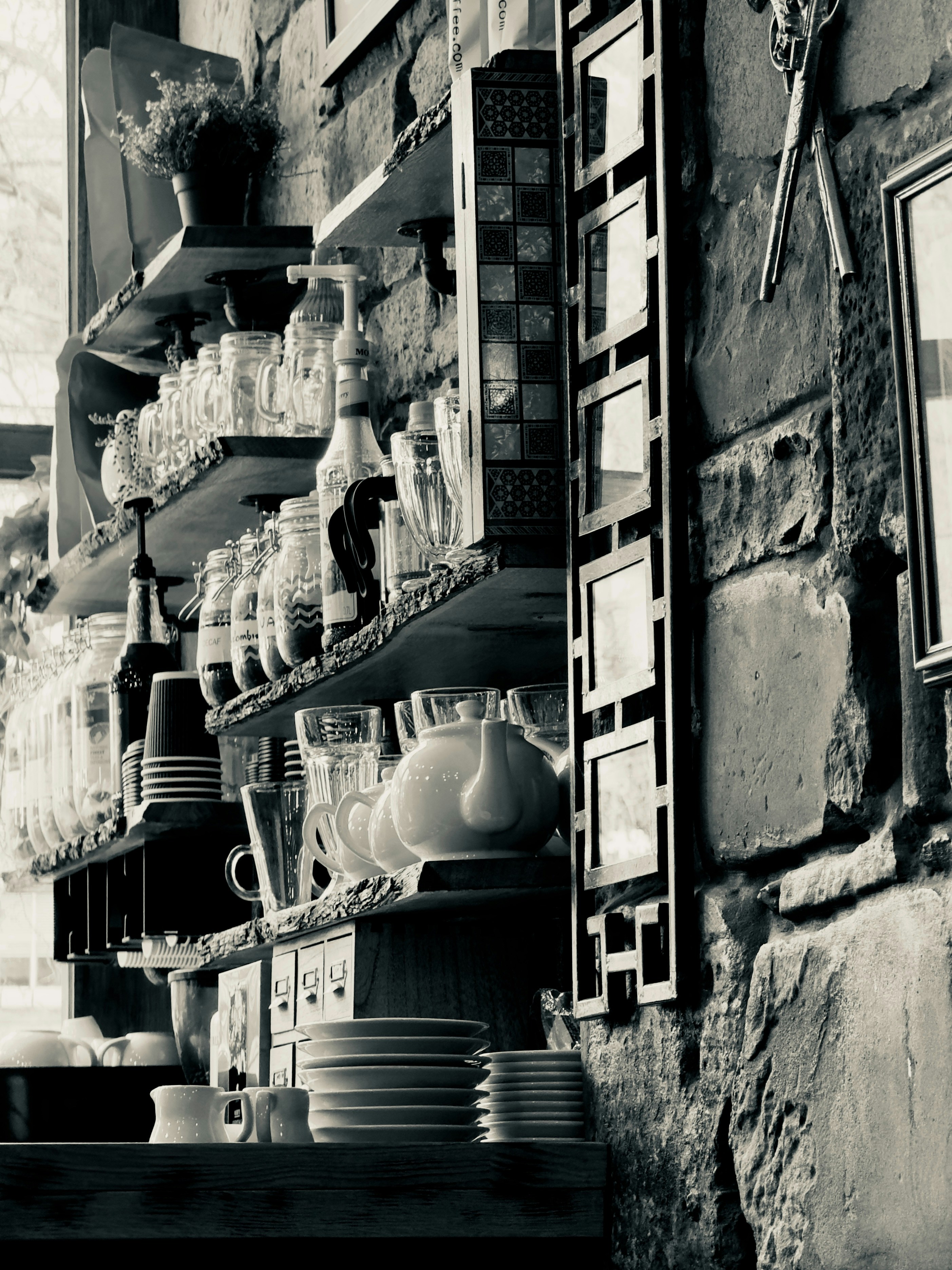 A black and white photo of a store front photo – Free Castlegate cafe ...