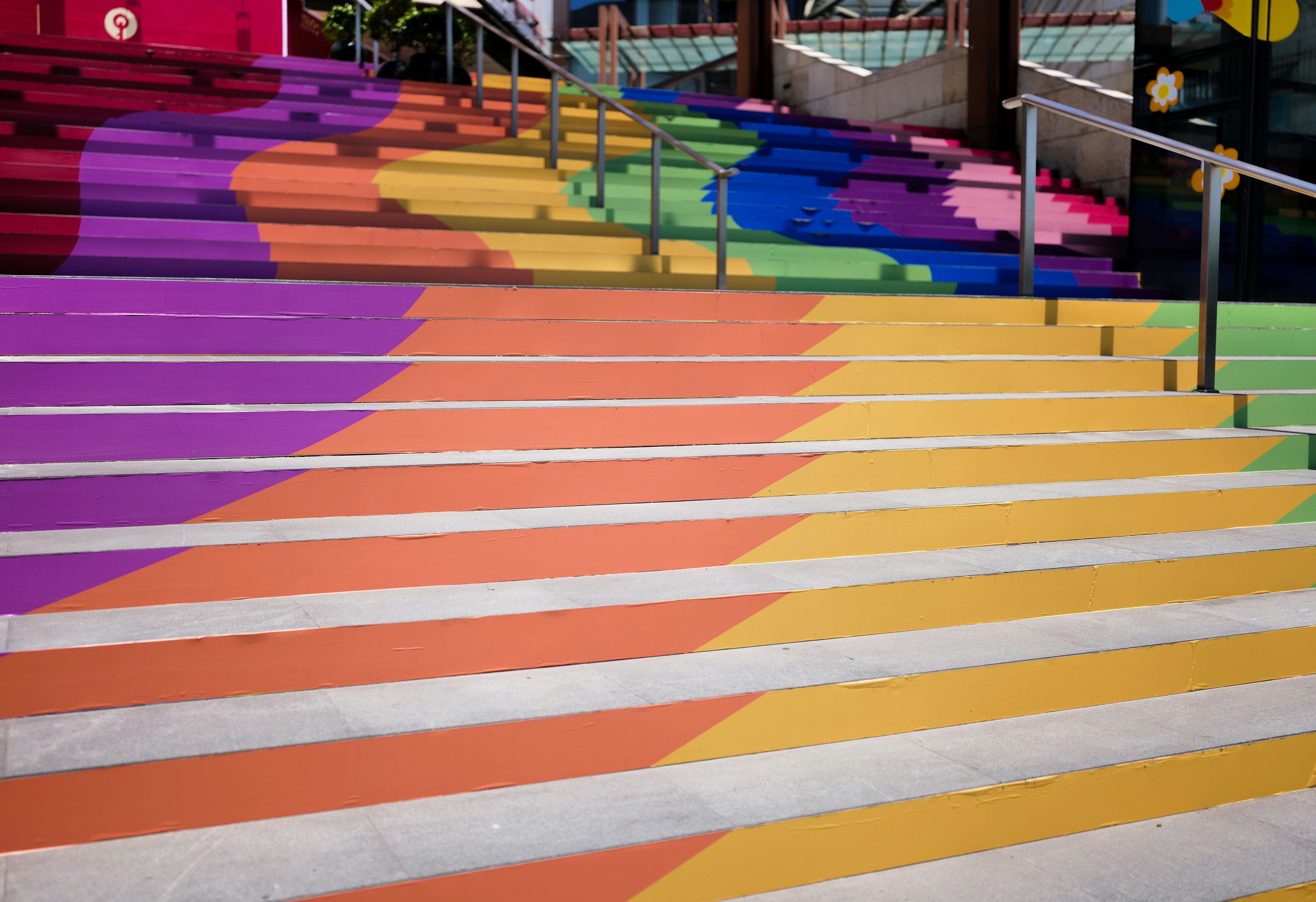 Spectrum Staircase: A Rainbow Ascent Through Urban Color
