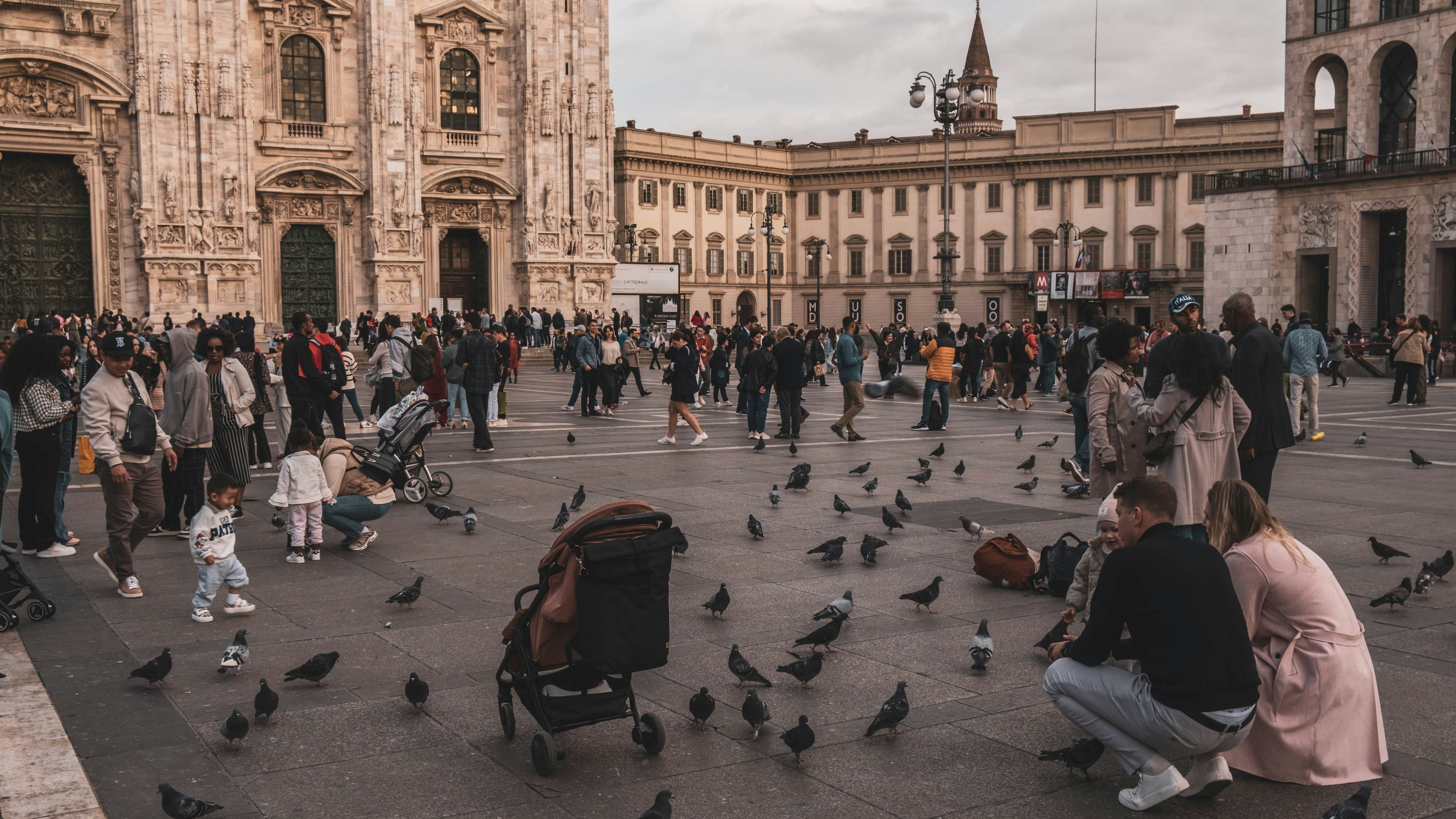 People crowded Piazza Duomo in Milan