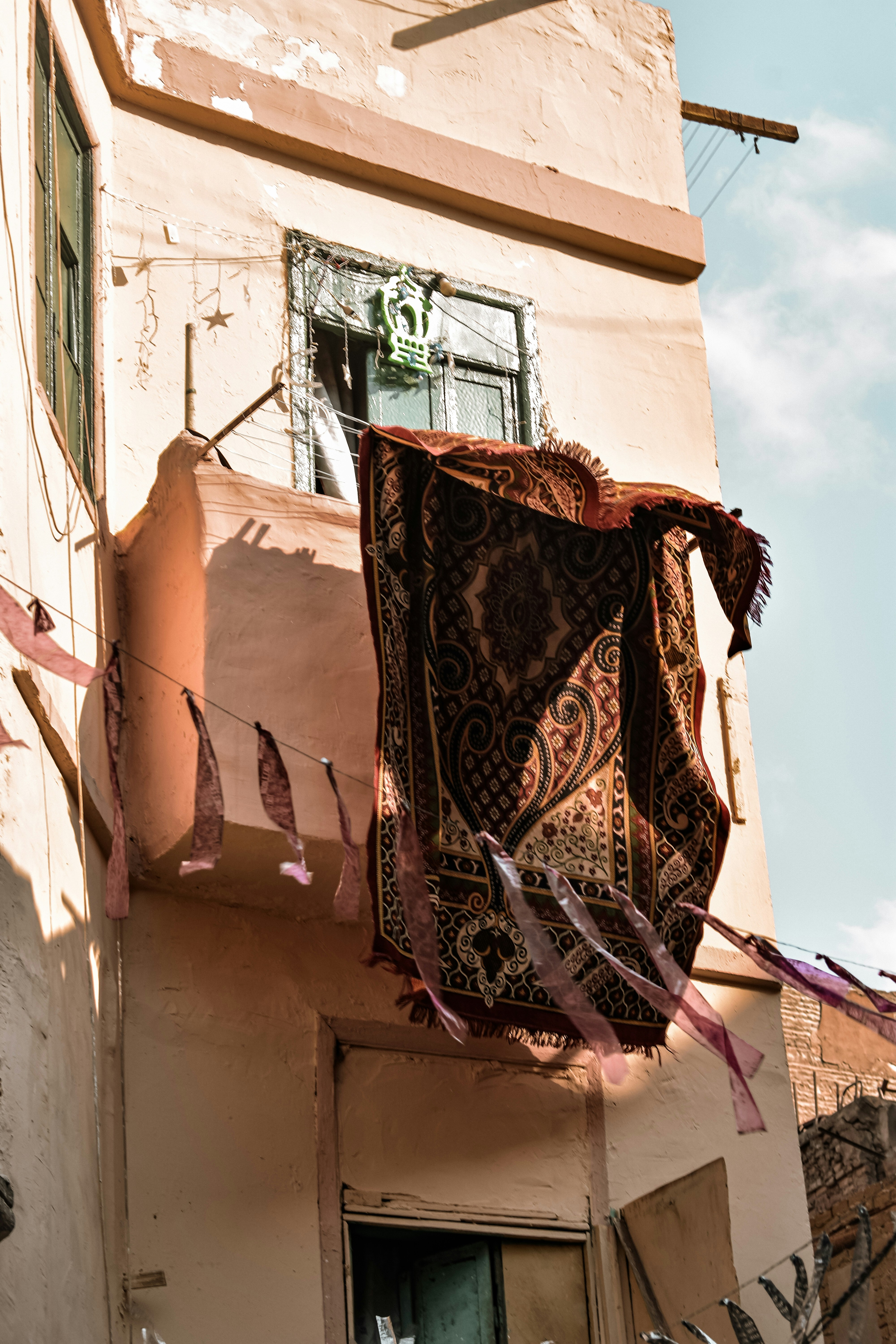 Rugged Wash of Color over a Narrow Mediterrean Balcony