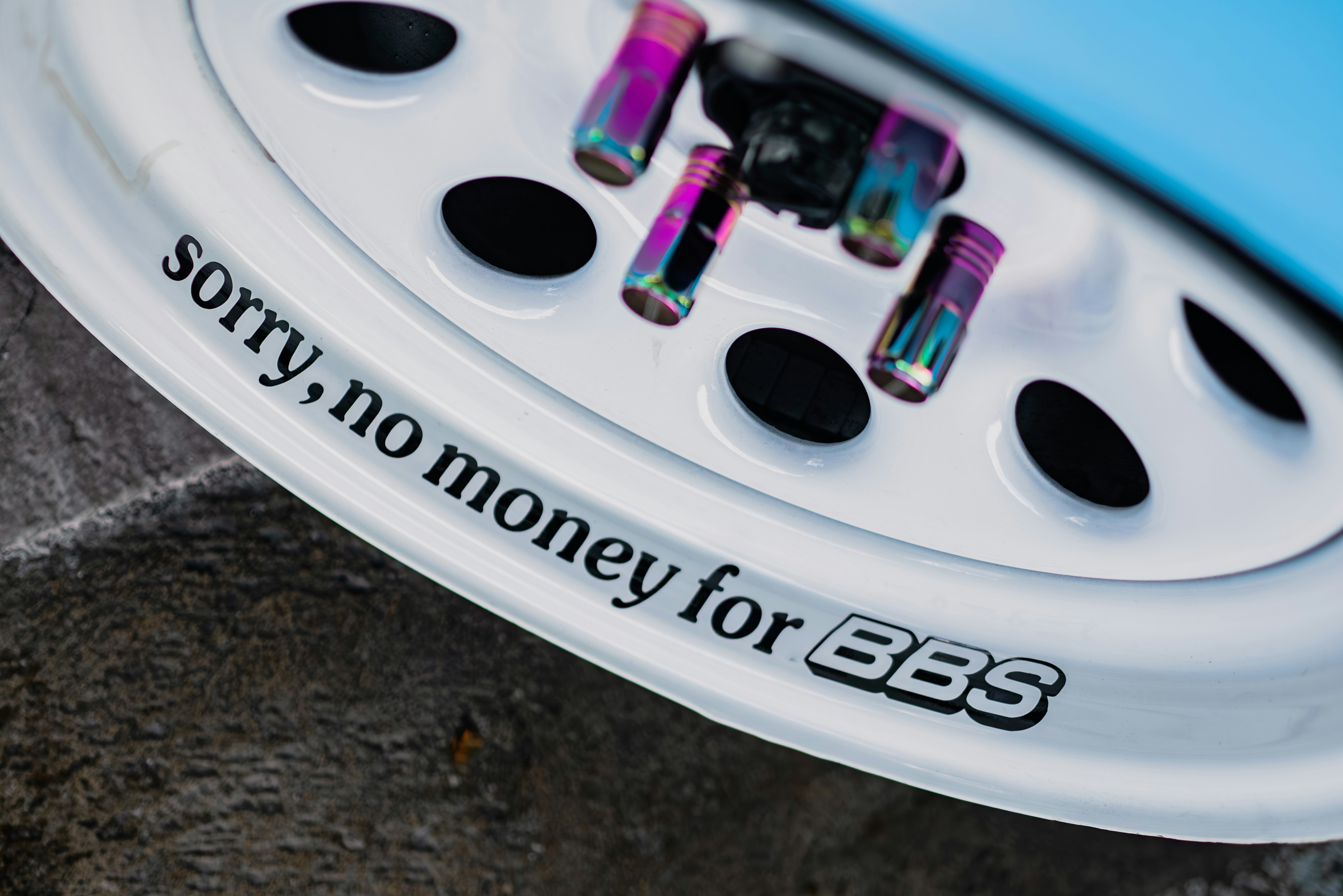 Tires, Tubes, and Tabs: Detail on a BBS Wheel Rim