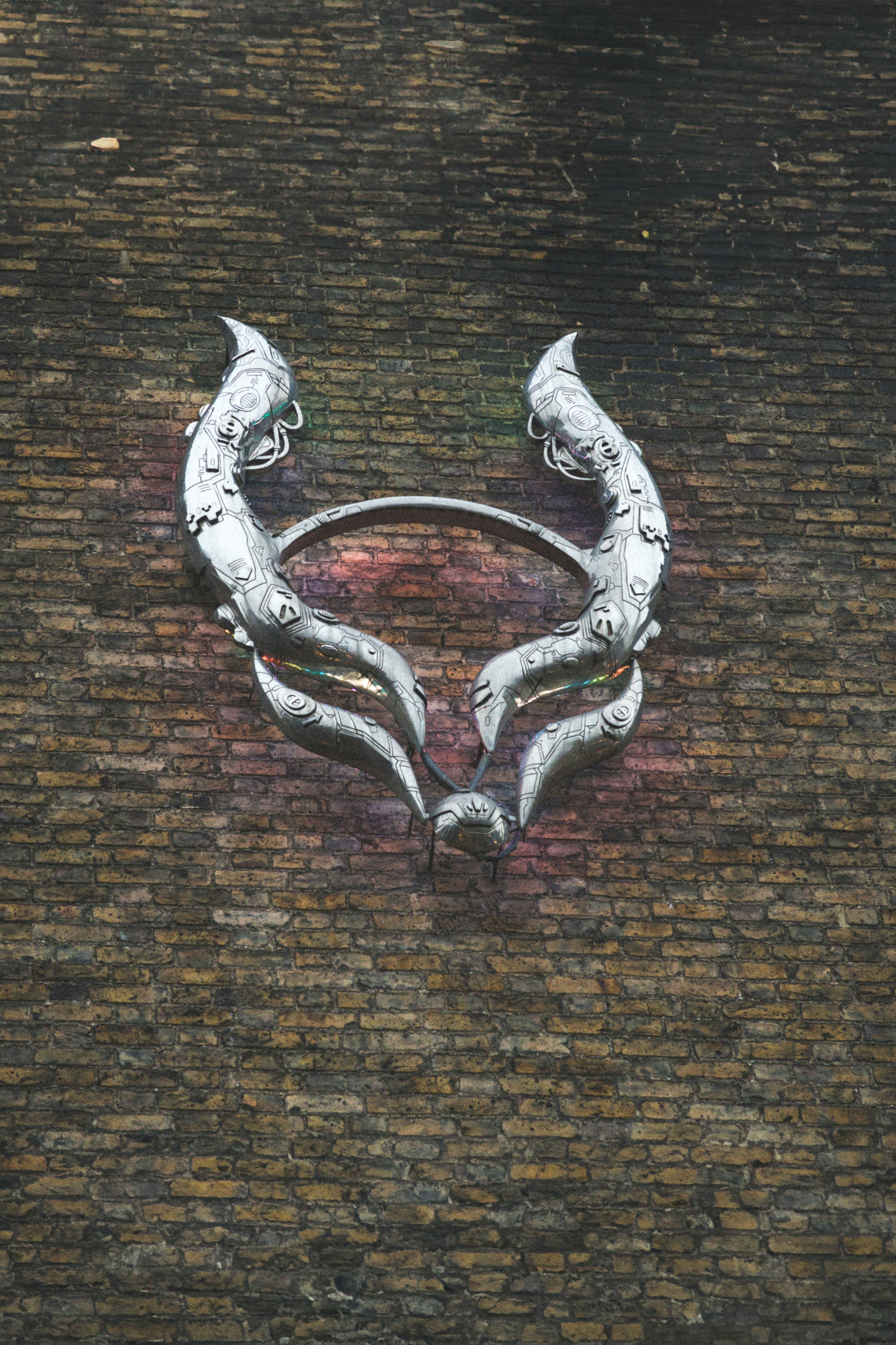 A picture of two silver birds on a brick wall photo – Free Animal Image ...