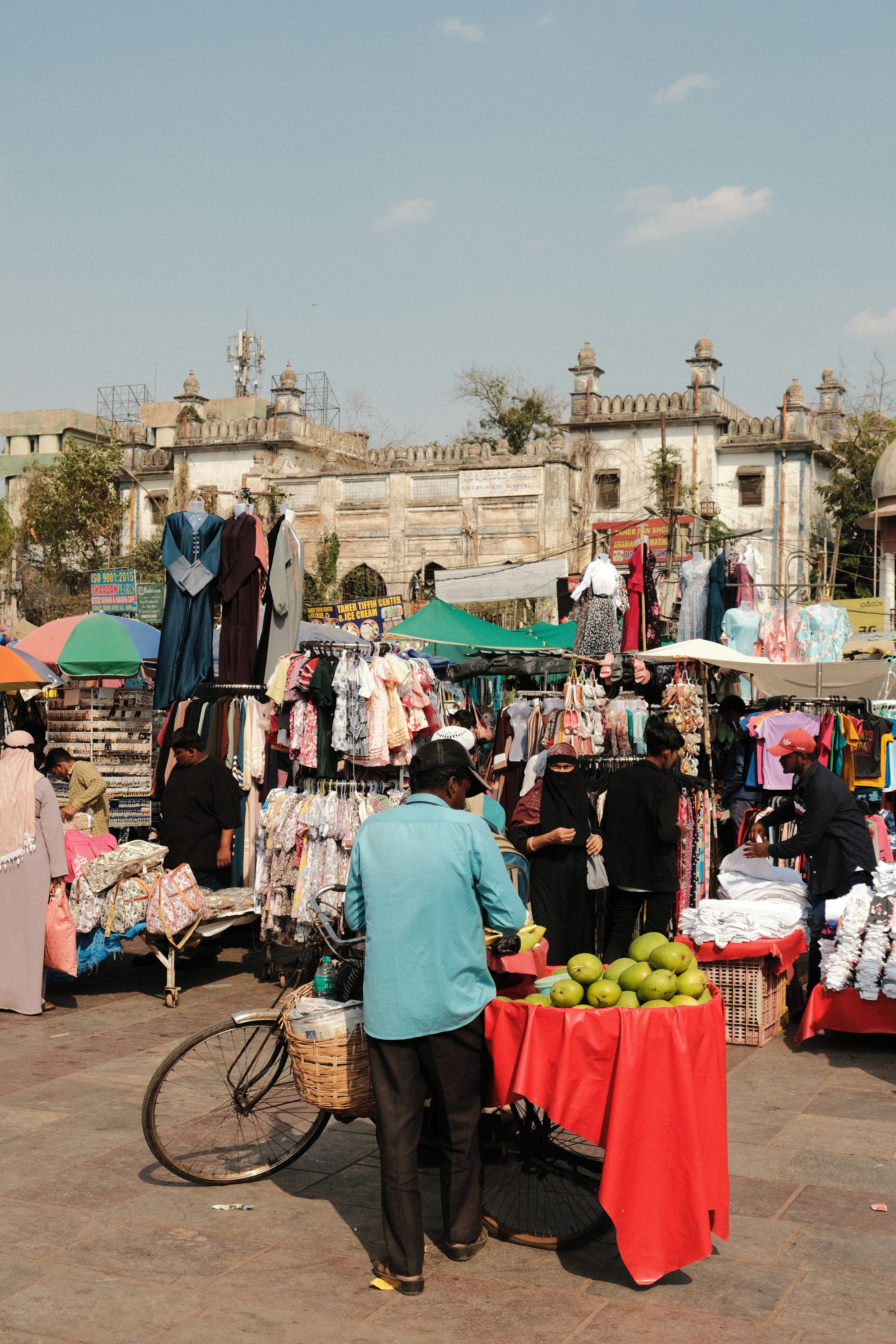 Bustling Bazaar by the Ancient Walls