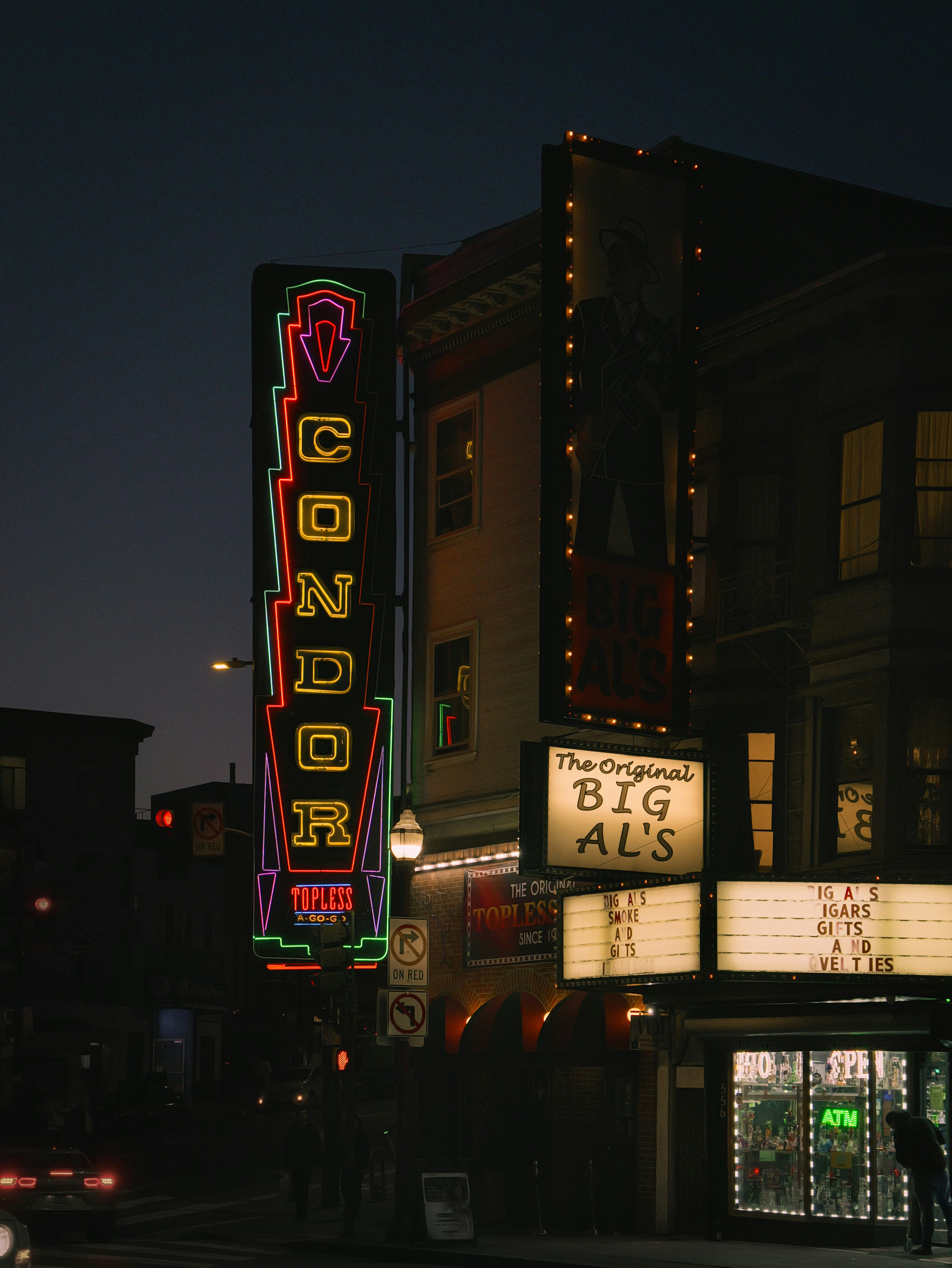Neon Condor on a Moonlit Main Street