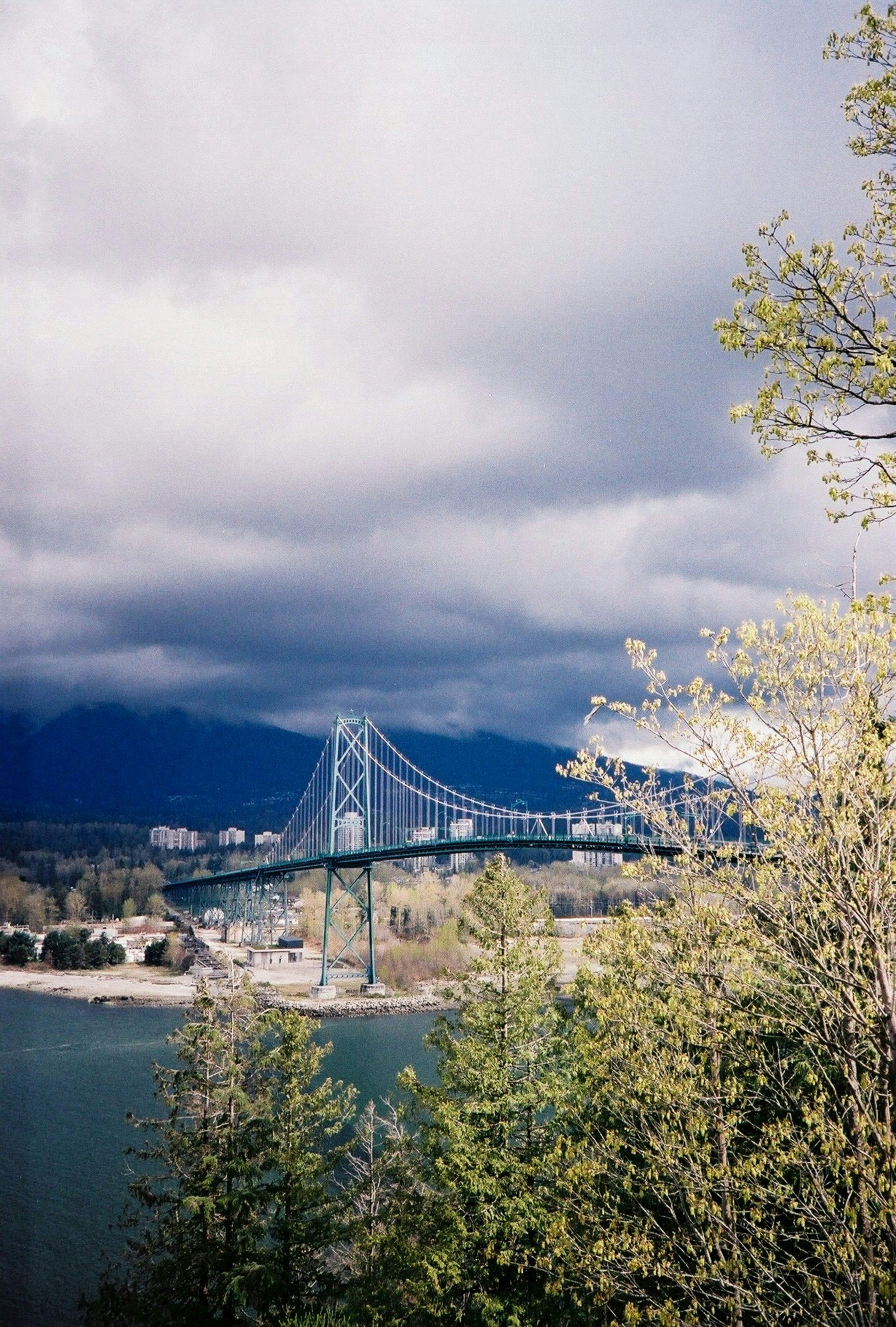 a view of a bridge over a body of water