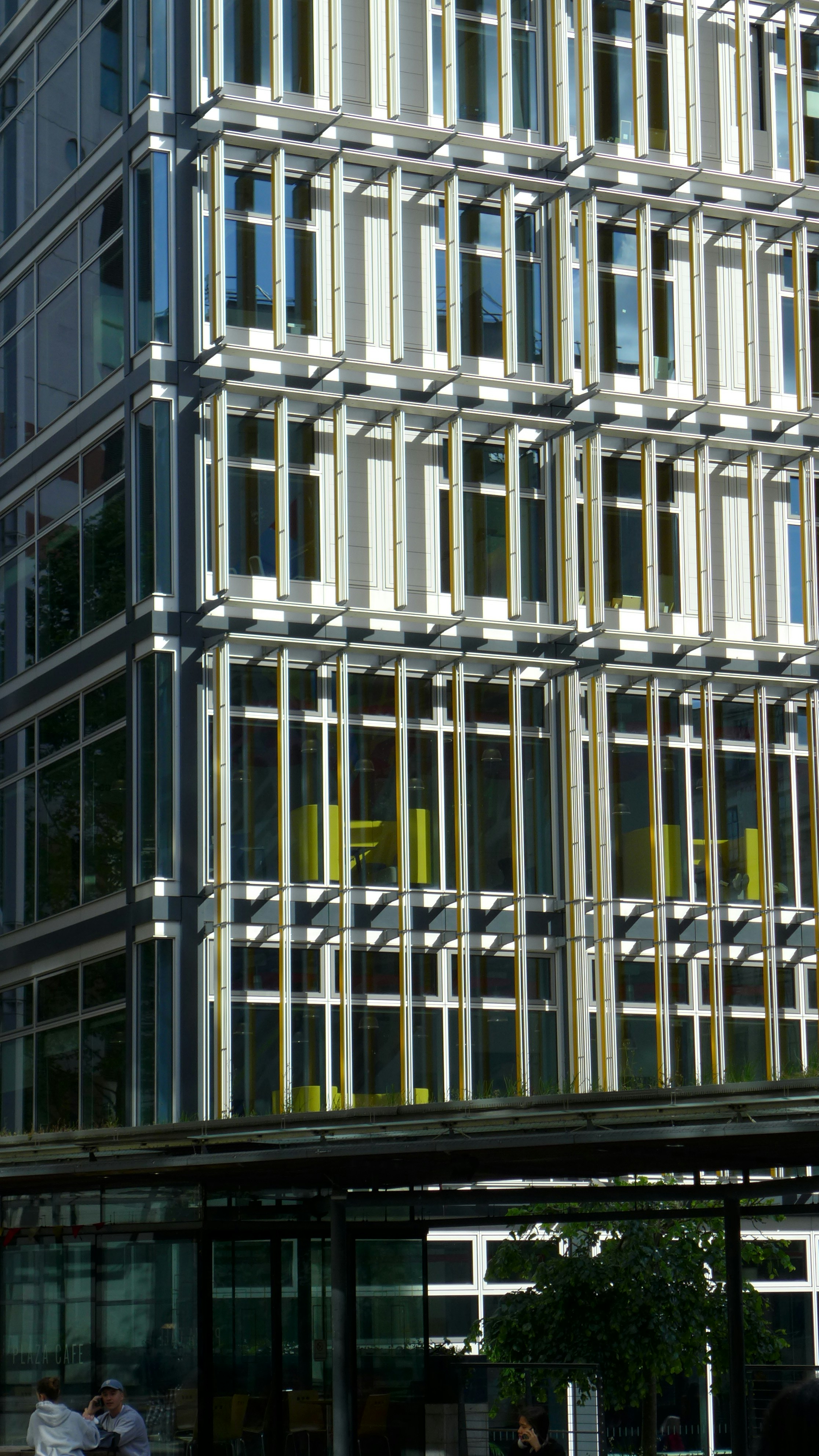 Glass Grid: Sunlit Facade Echoes of Vertical Ribbons