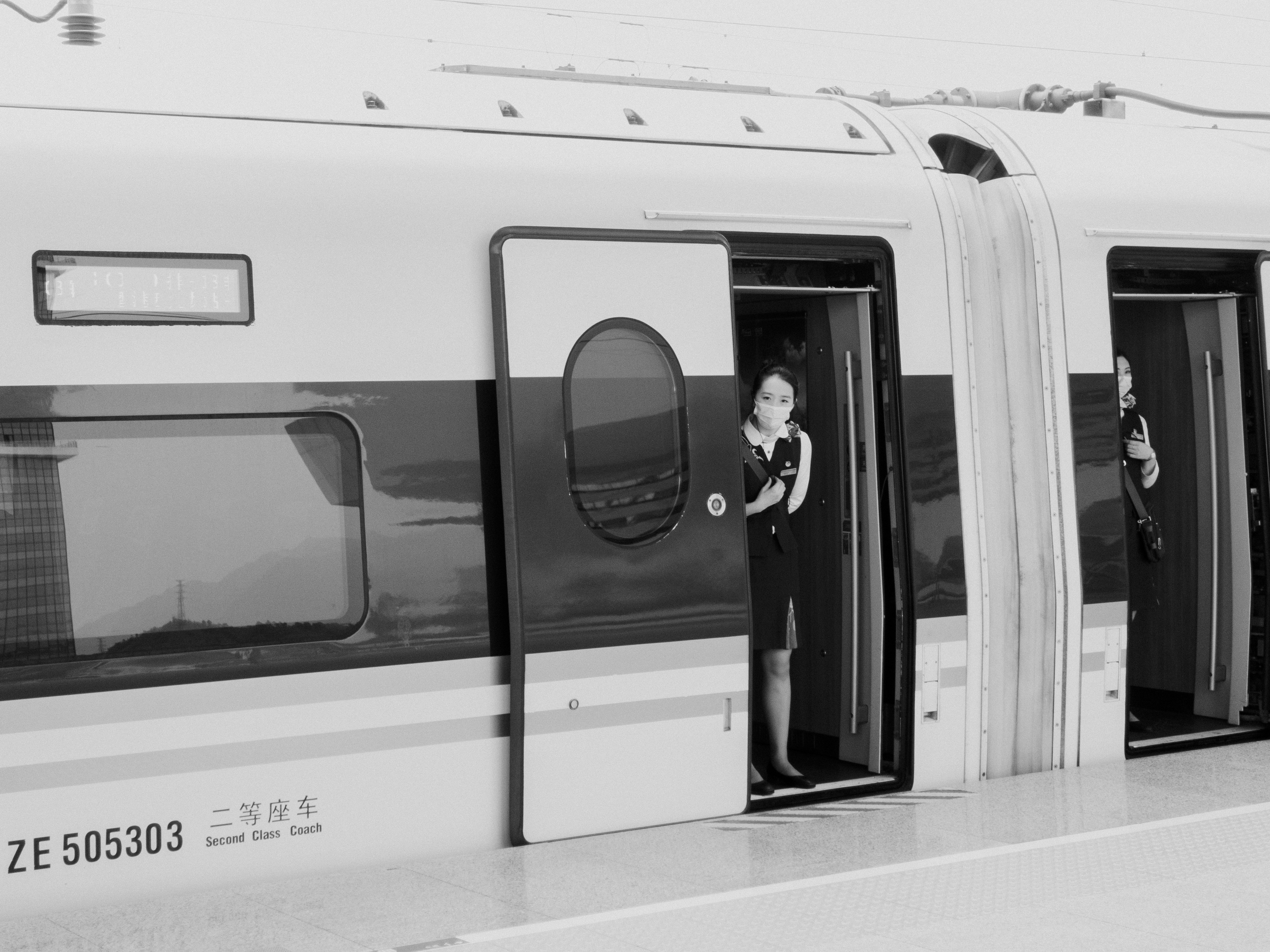 Threshold of Travel: A Quiet Pause by the Train Door