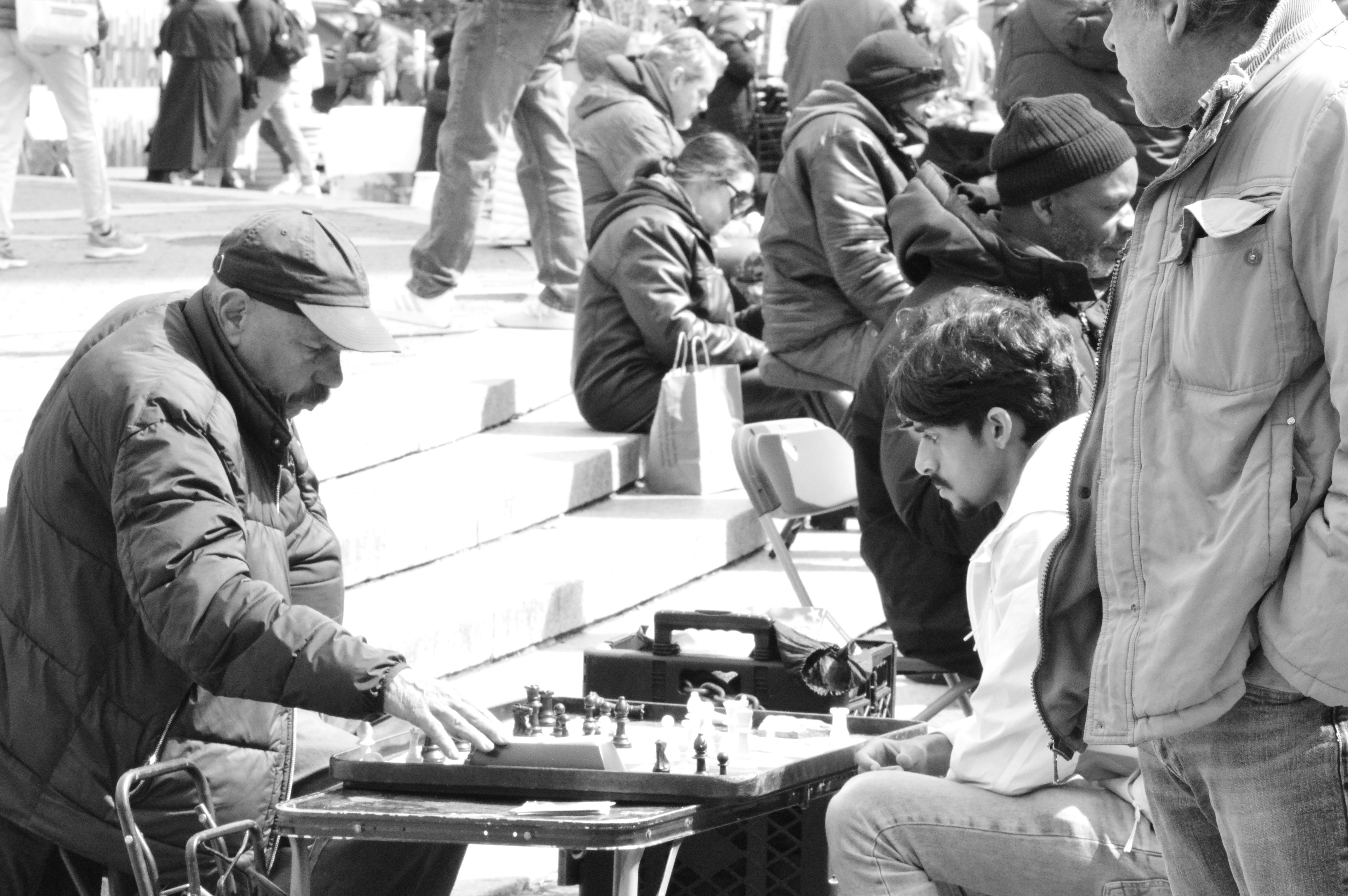Curbside Gambit: Street Chess in Monochrome