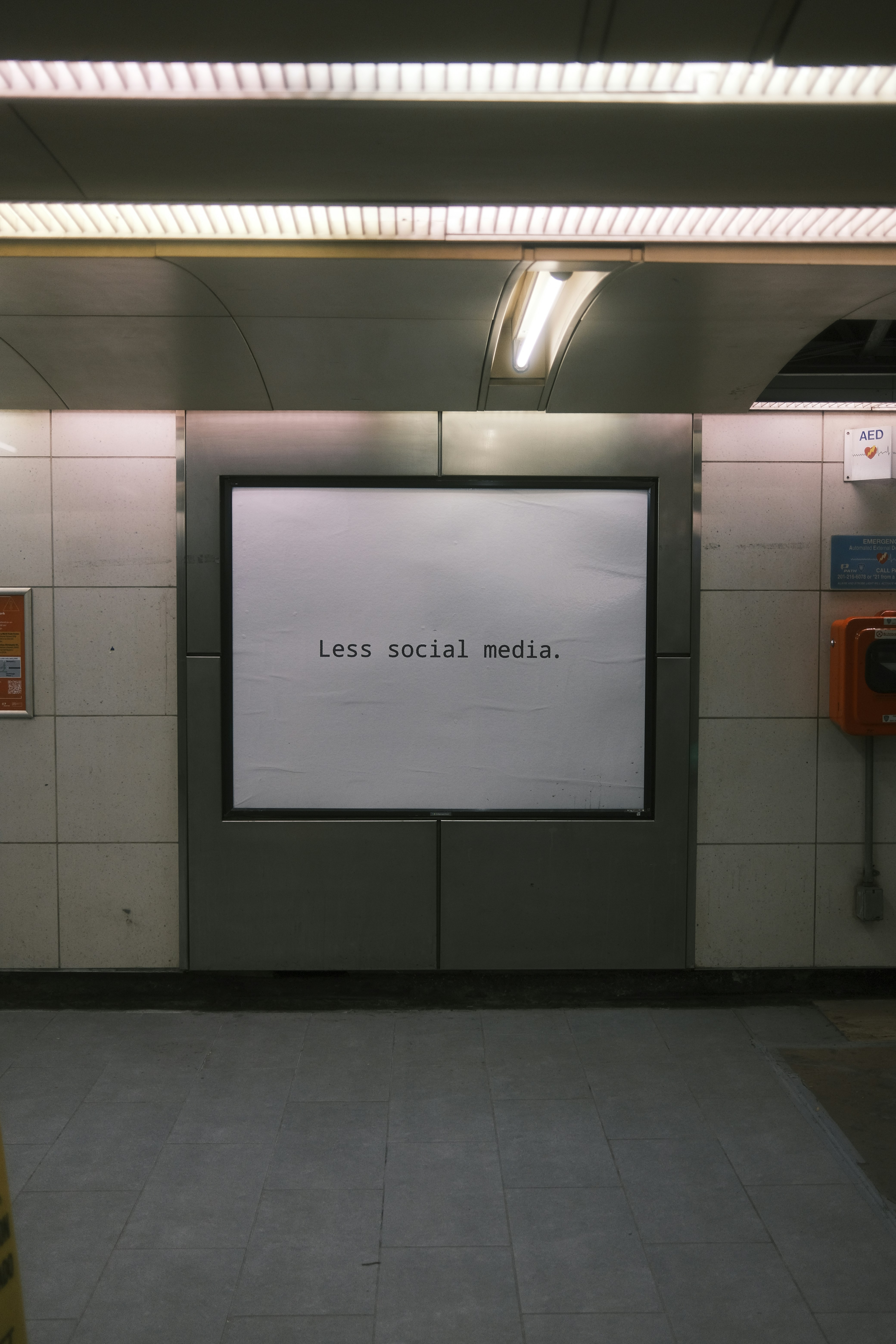 A sign that says less social media on it photo – Free Grey Image on ...