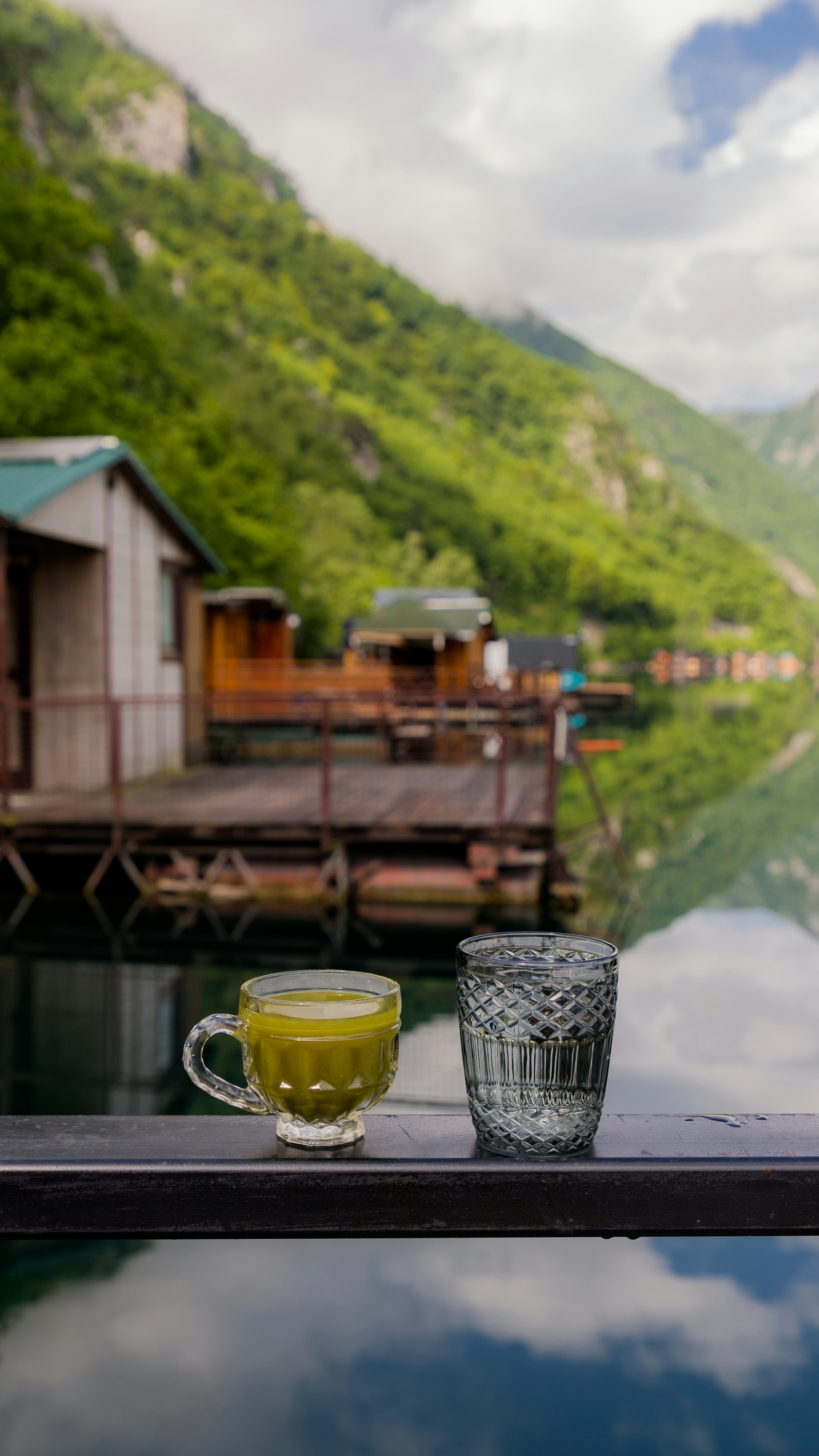 Two Glasses by the Quiet Lake
