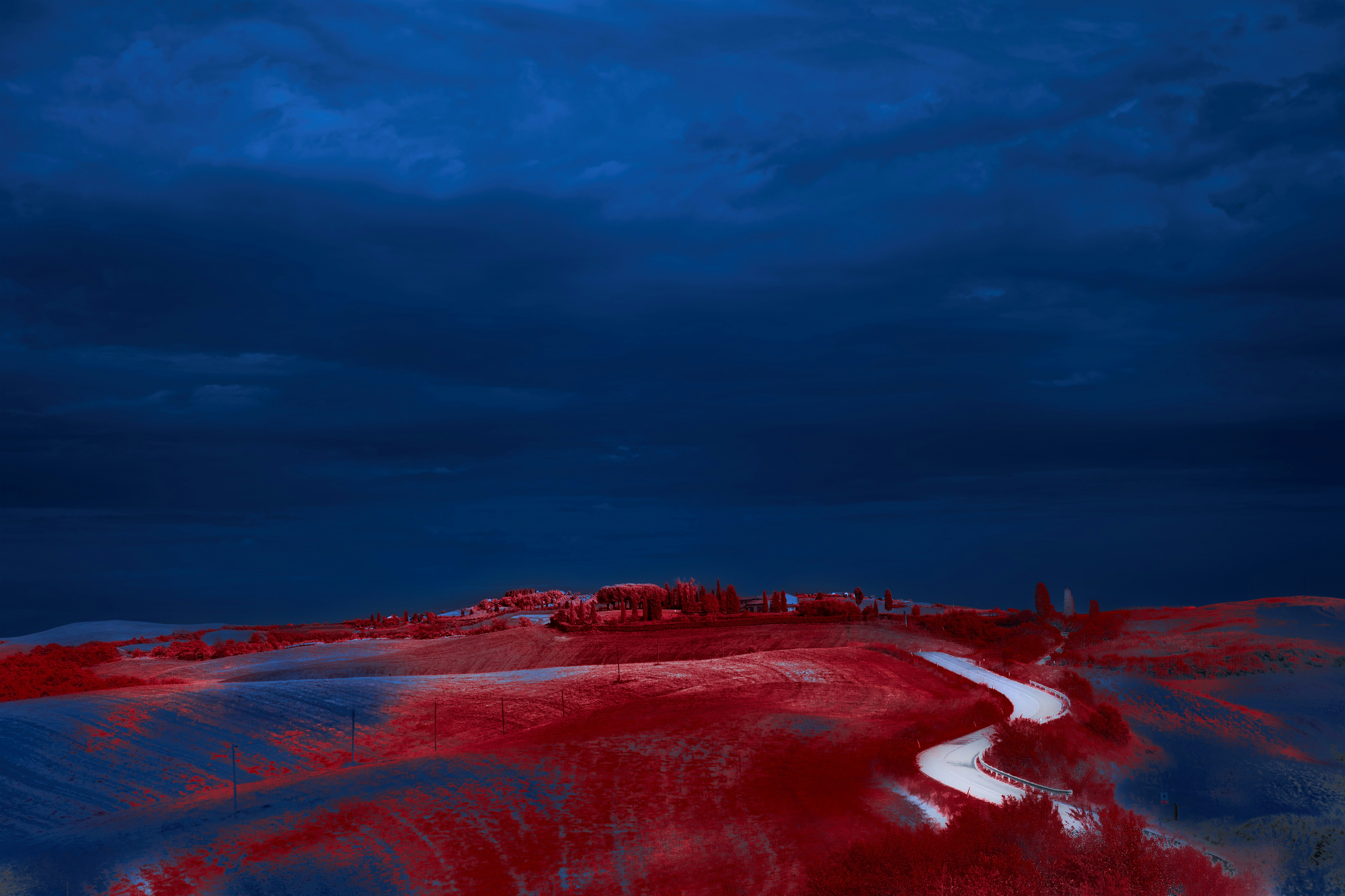 A red and blue landscape with a dark sky photo – Free Scenery Image on ...
