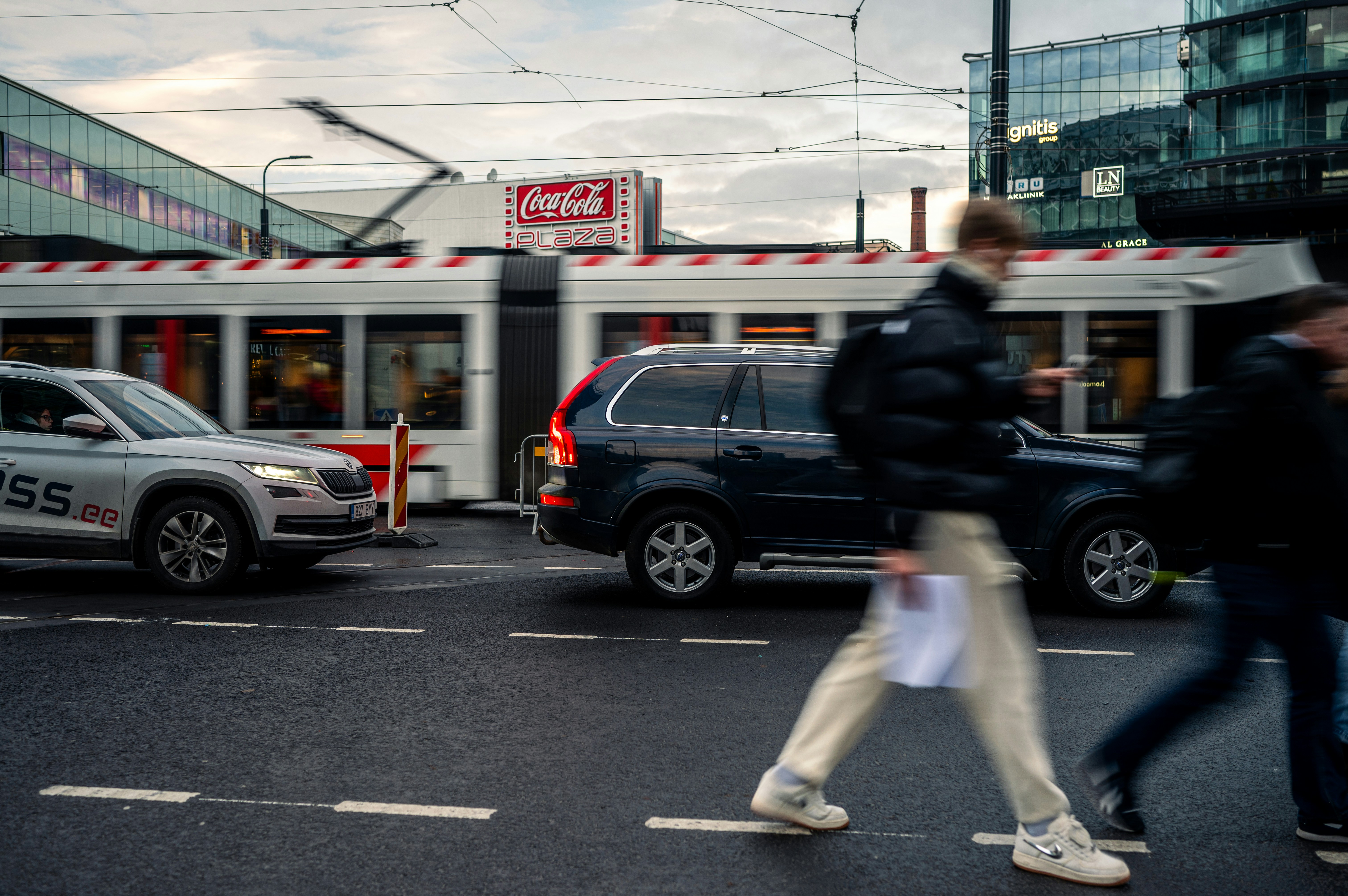 Blue SUV at the Core of an Urban Blur