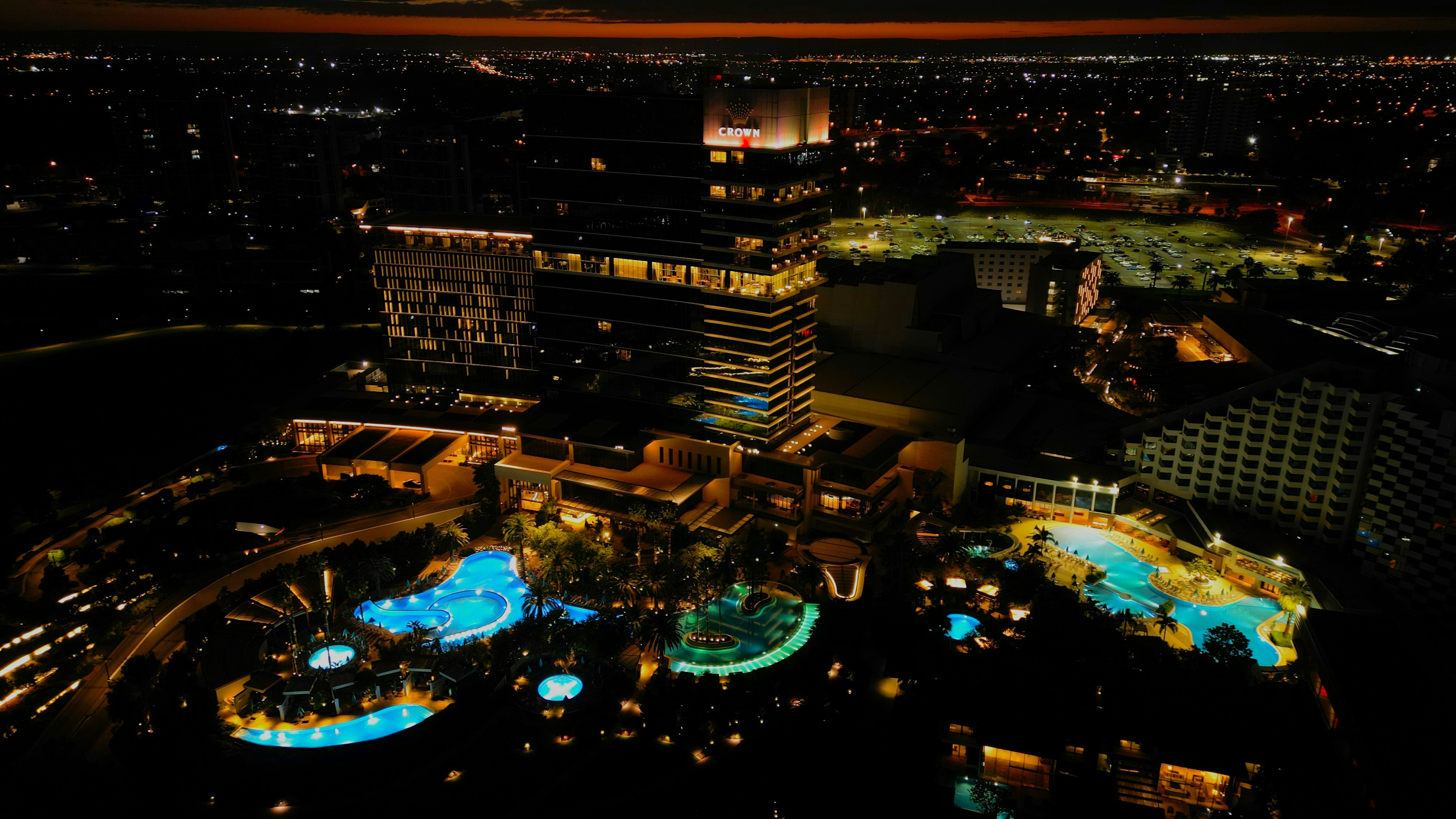 Aerial view of the Crown Casino Perth WA