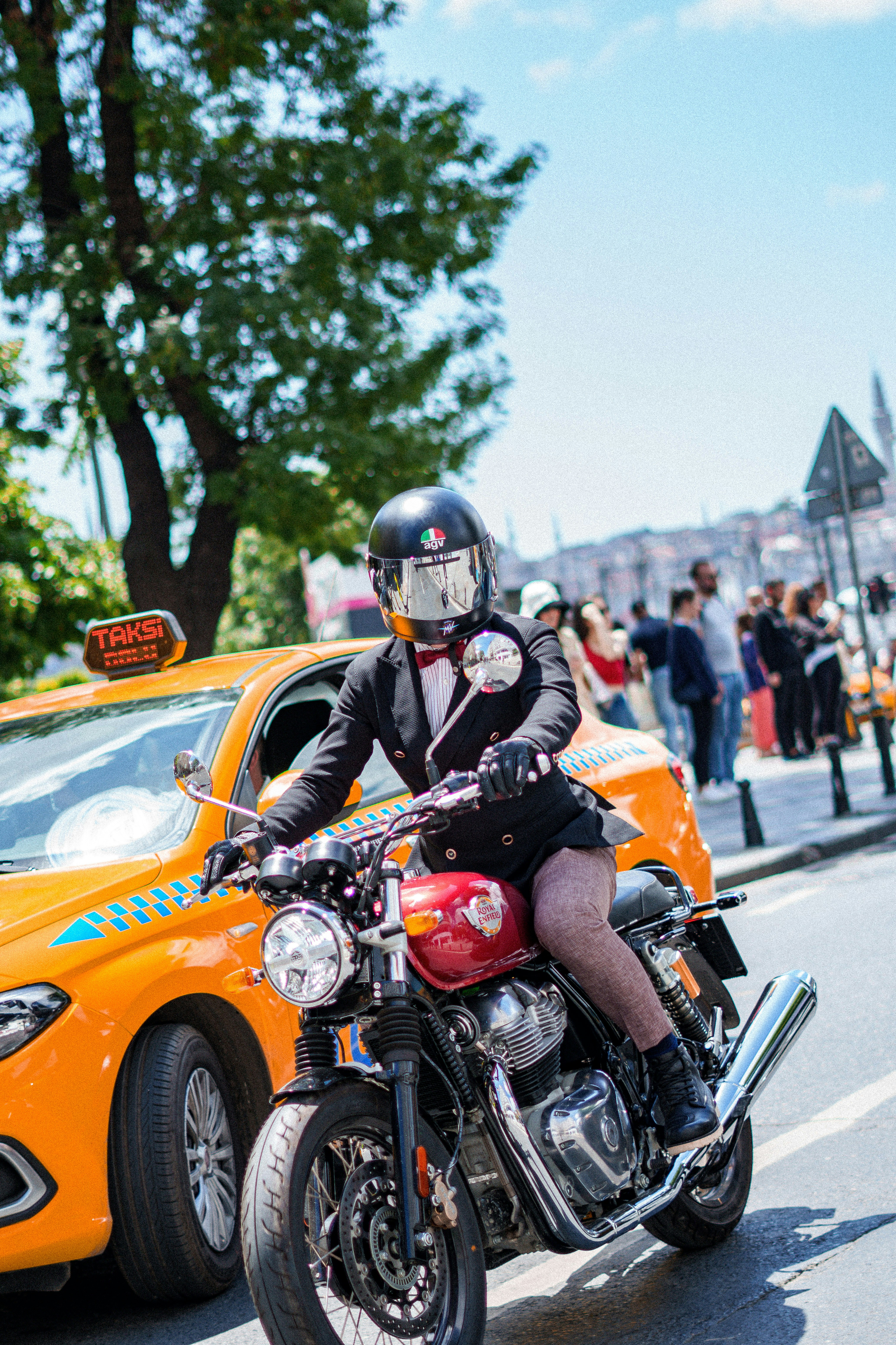 Dapper Rider in the Cityscape