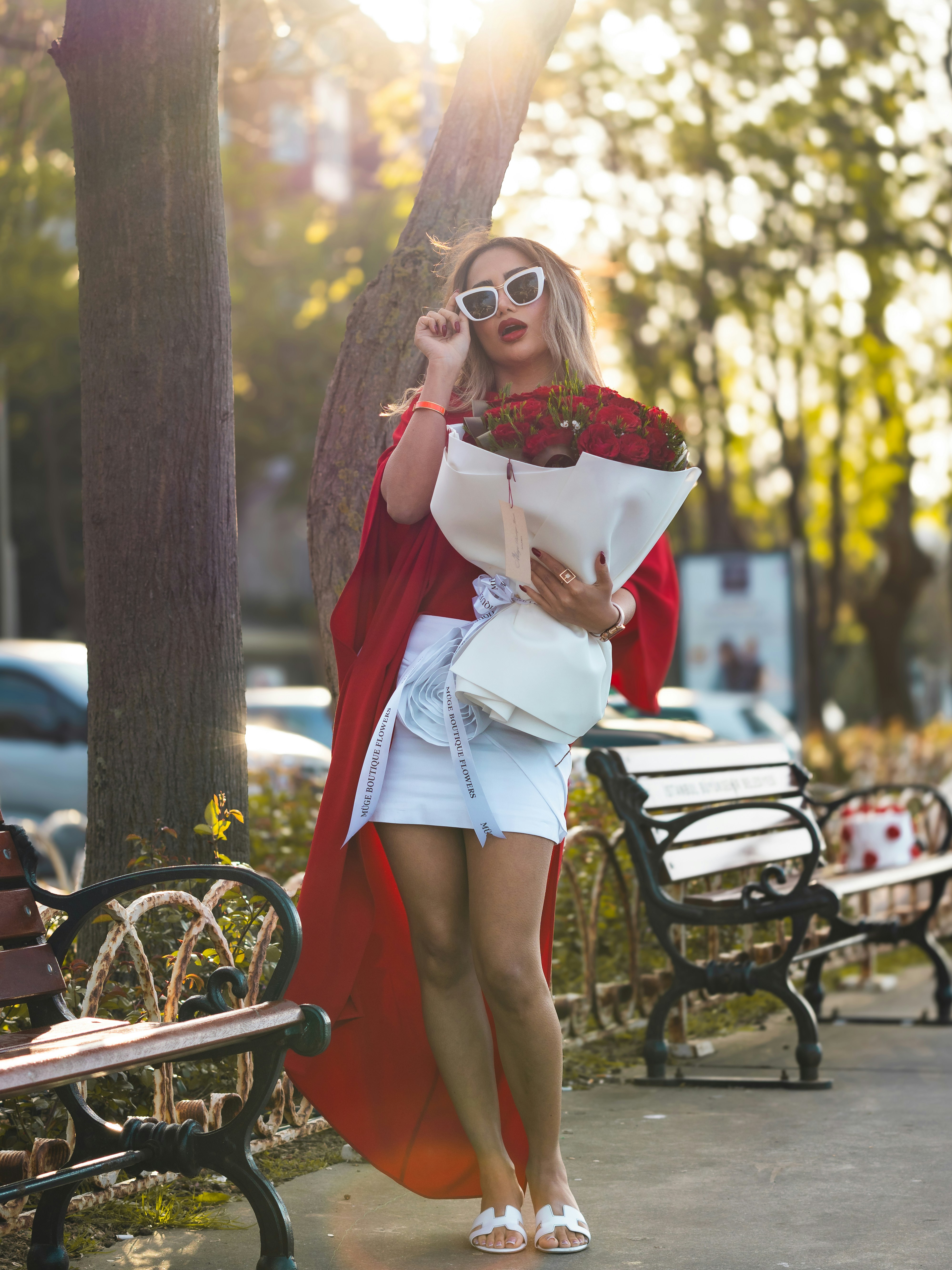 A woman in a white dress and a red cape photo – Free Women birthday ...