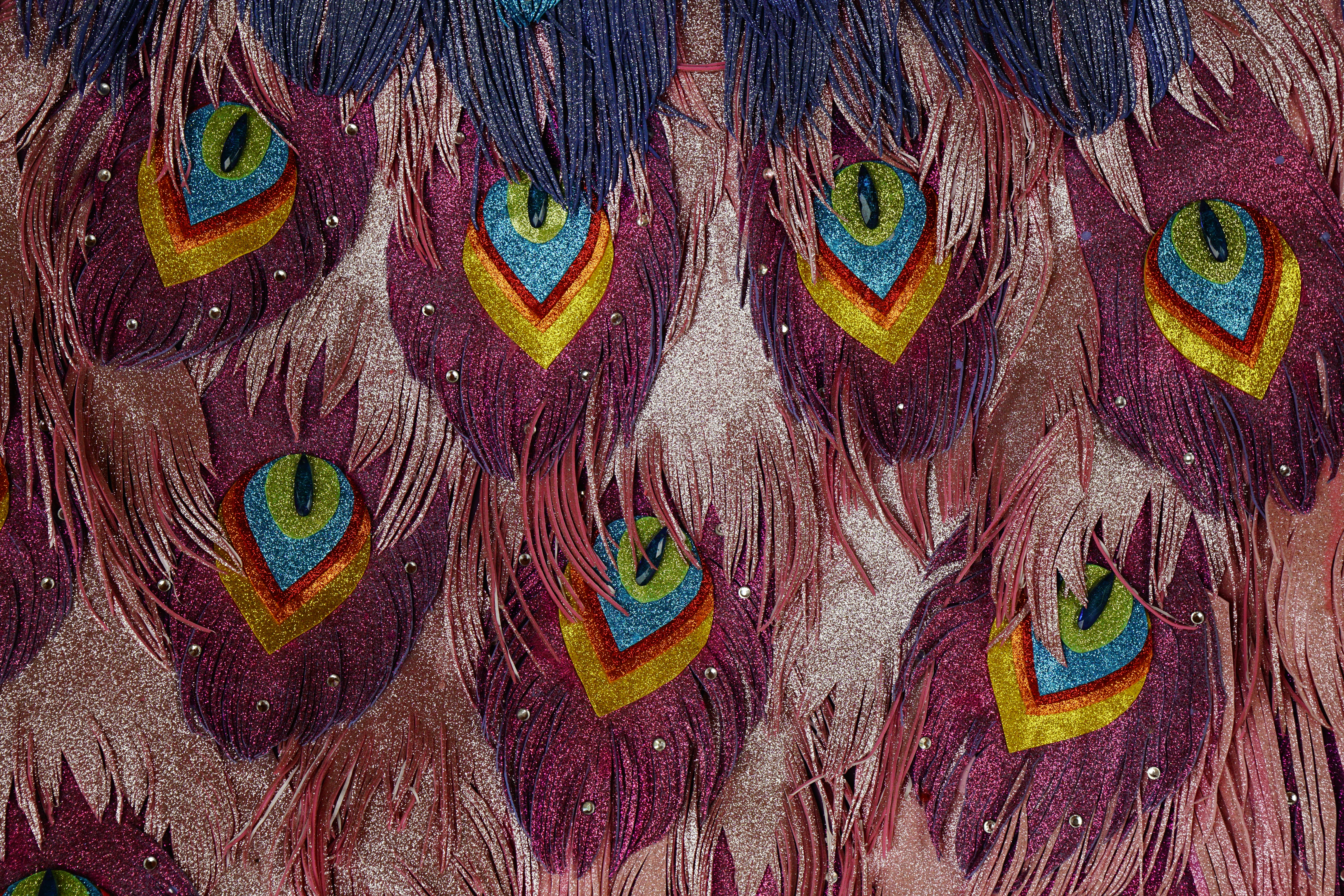 Iridescent Feathers: A Close Dance of Color and Texture