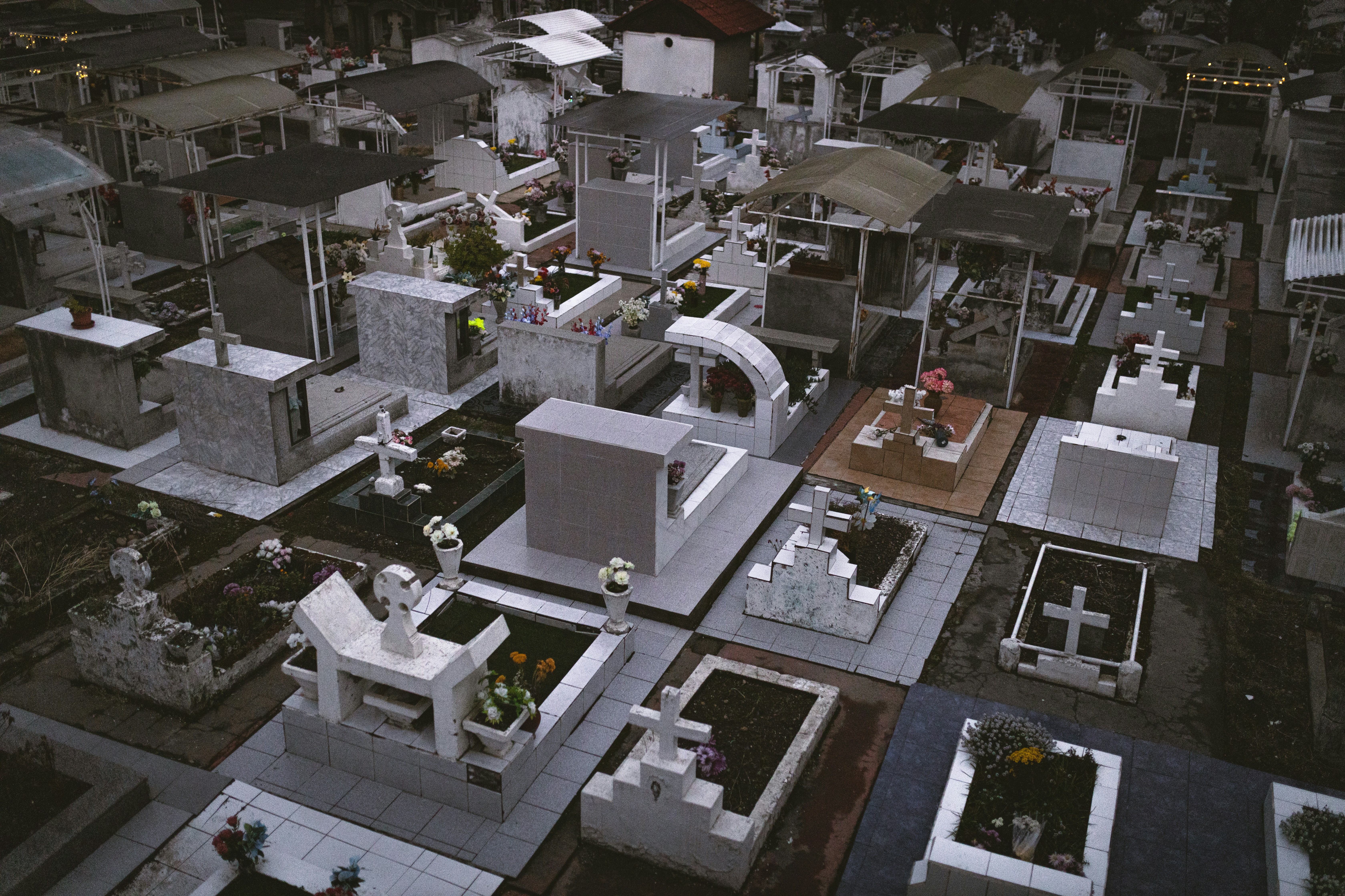 Silent Geometry: Aerial Tapestry of White Memorials