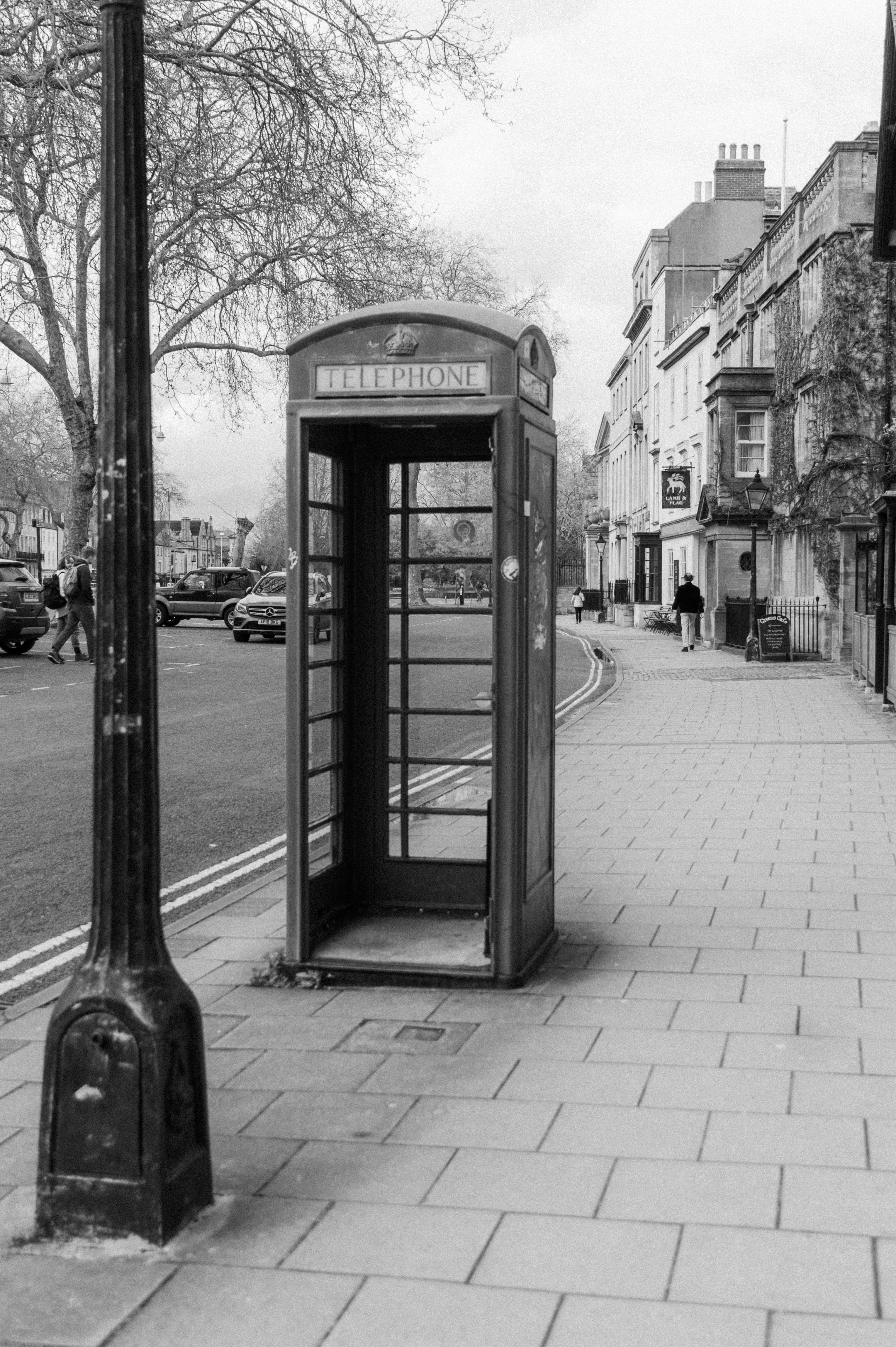 London Street Phone Booth in Quiet Evening Light