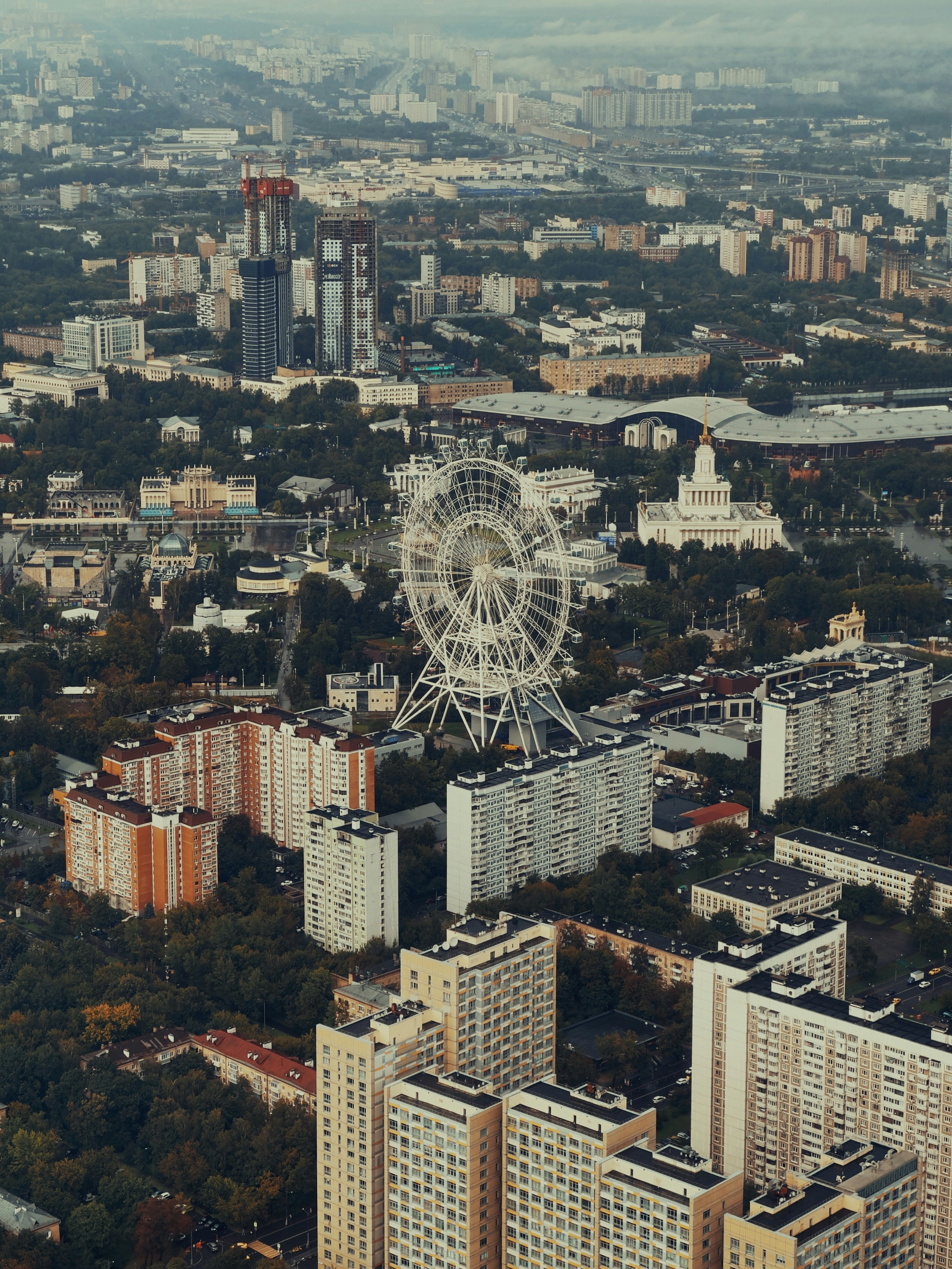 Urban Whirl: A Ferris Wheel's Embrace in the Cityscape