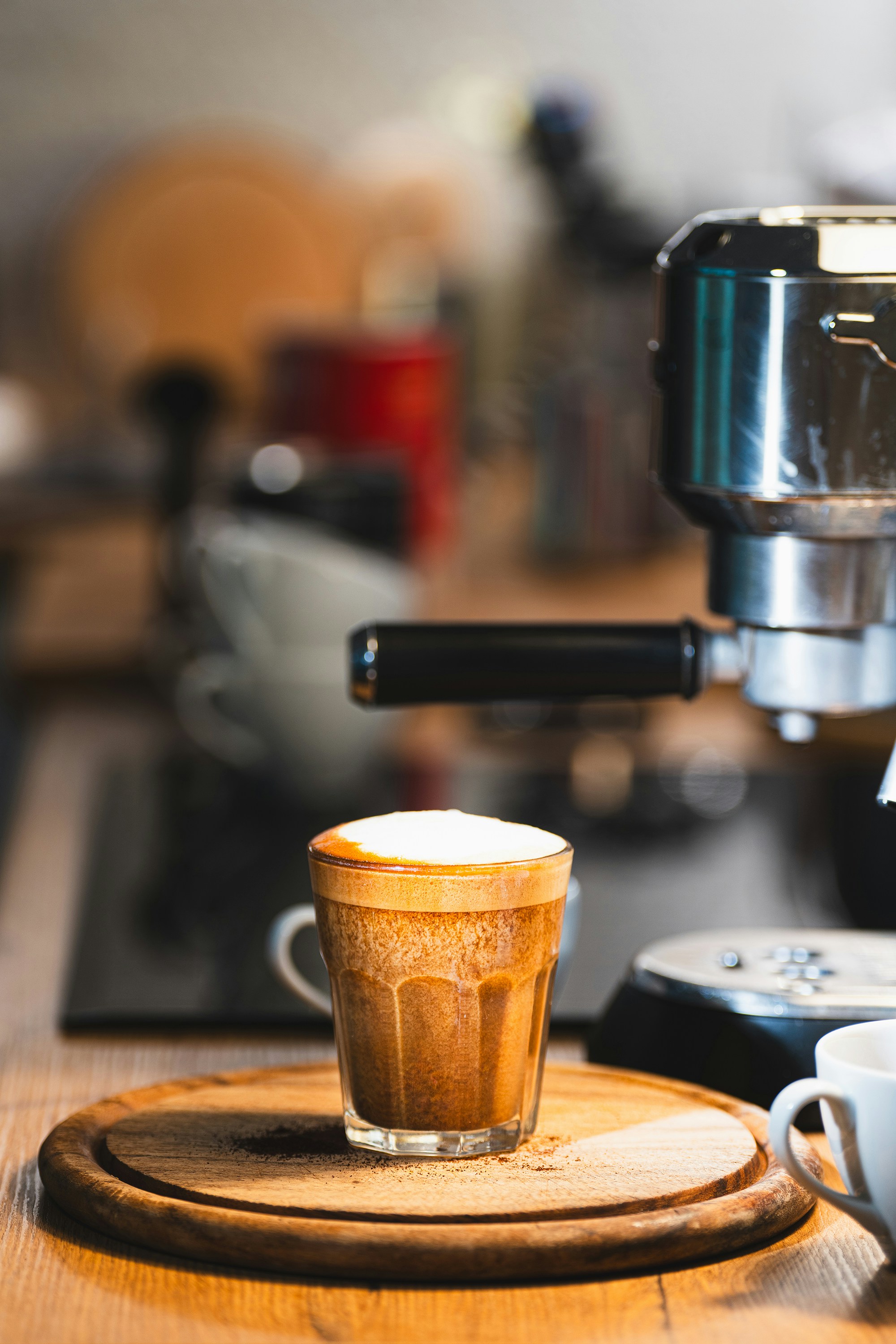 Vegan grain coffee. Oat milk foam.