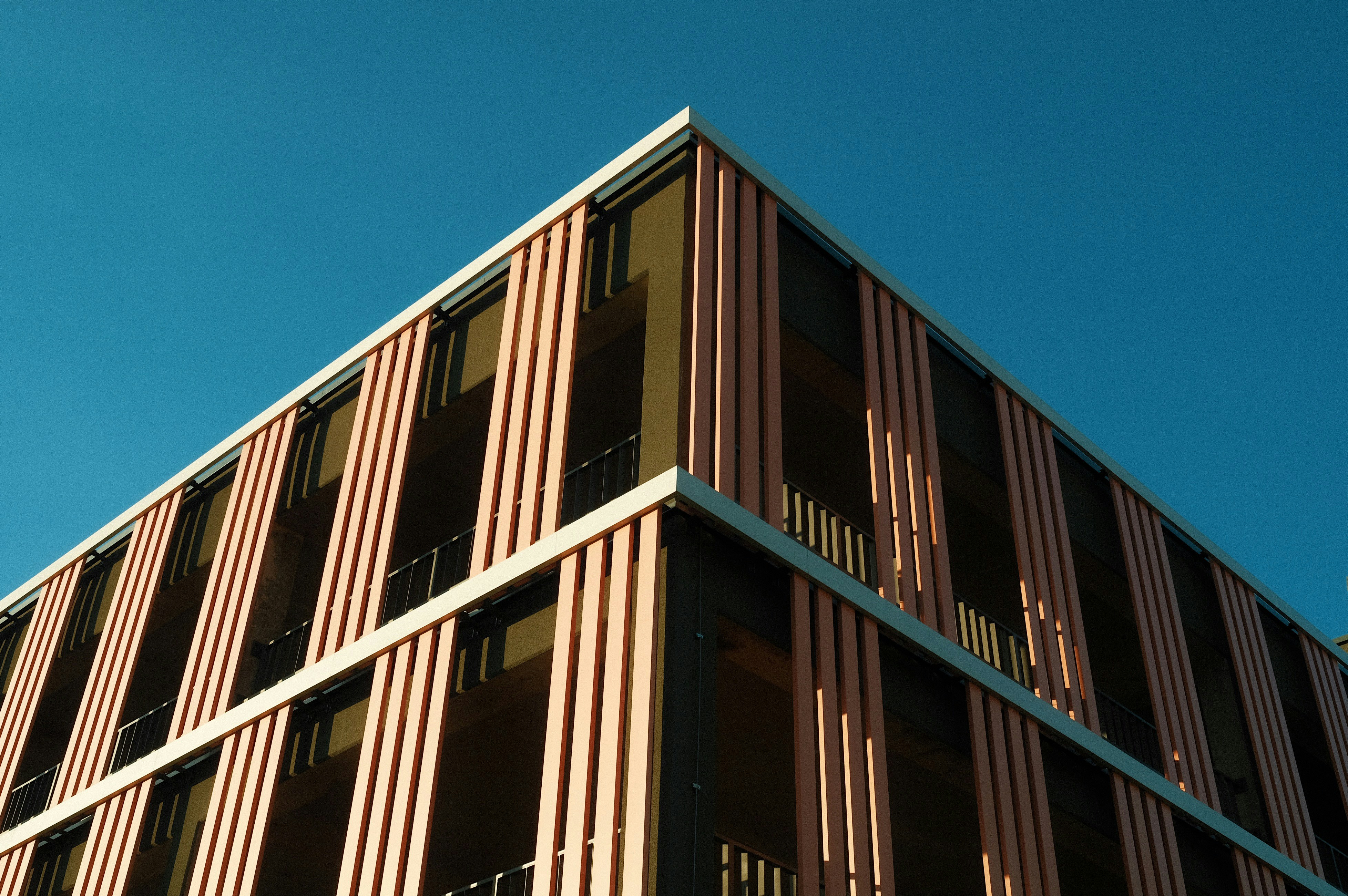 Contemporary building structure triangle shaped