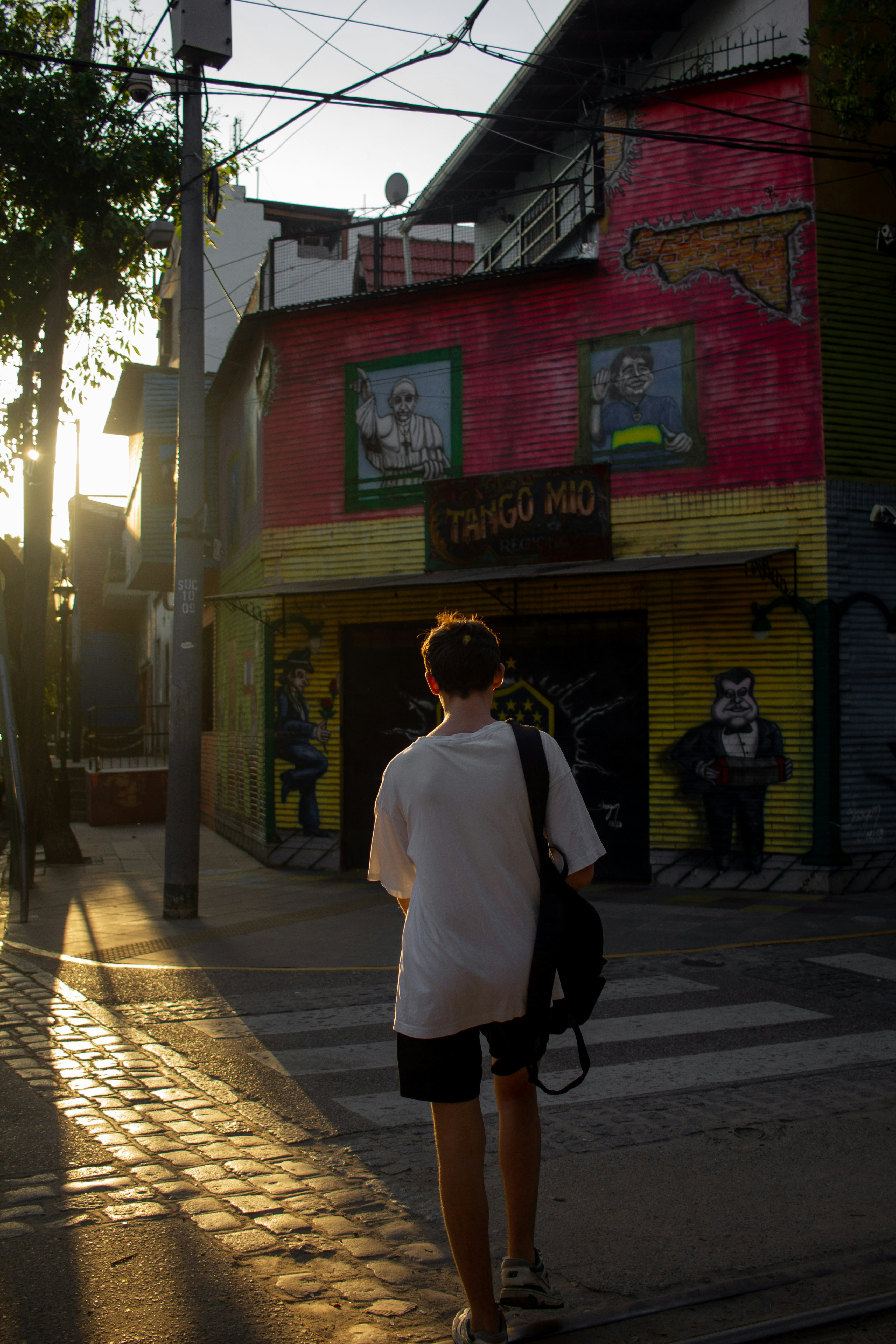 The man walking on the street of La boca, Argentina