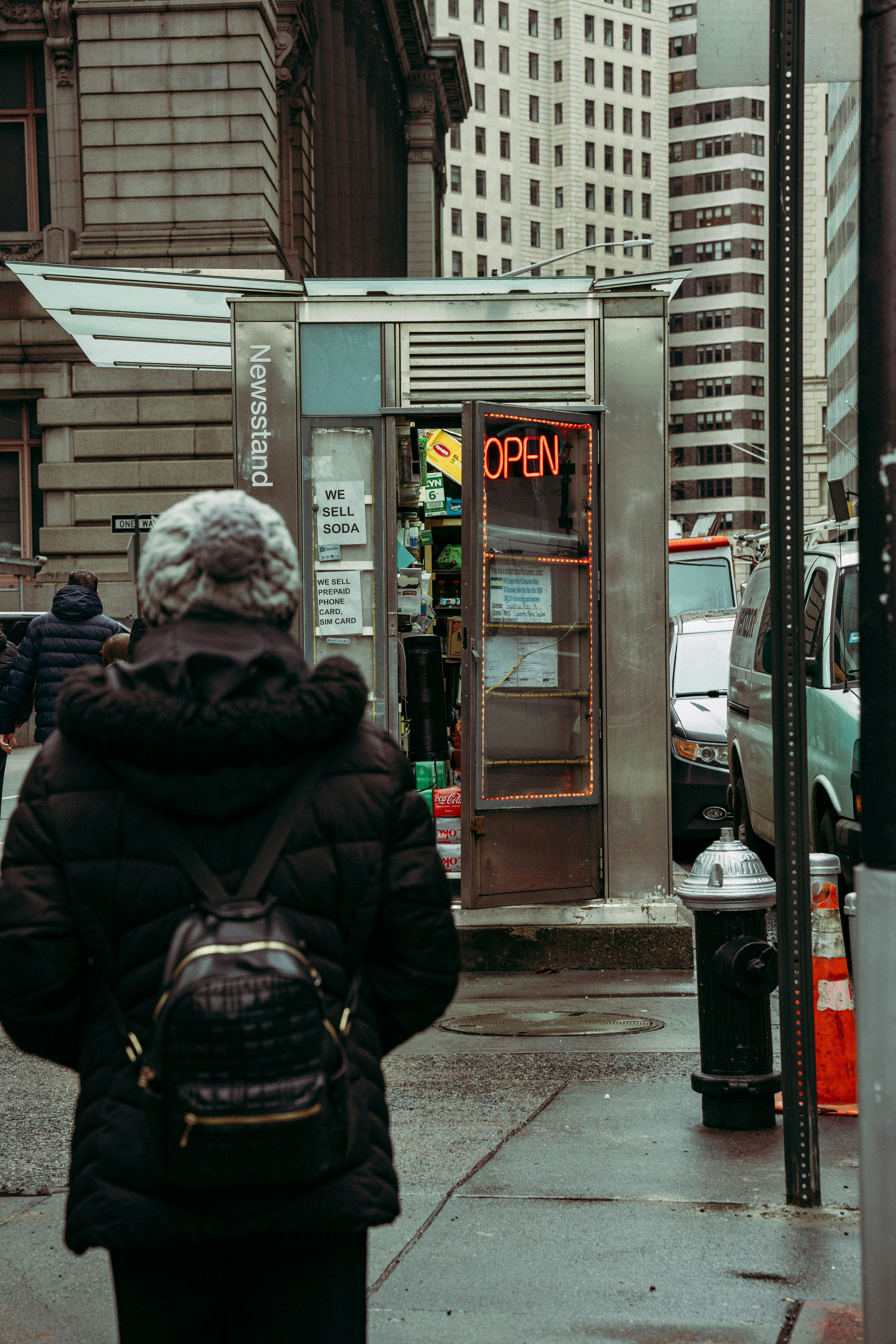Open Sign Anchors a Quiet Winter Street Scene