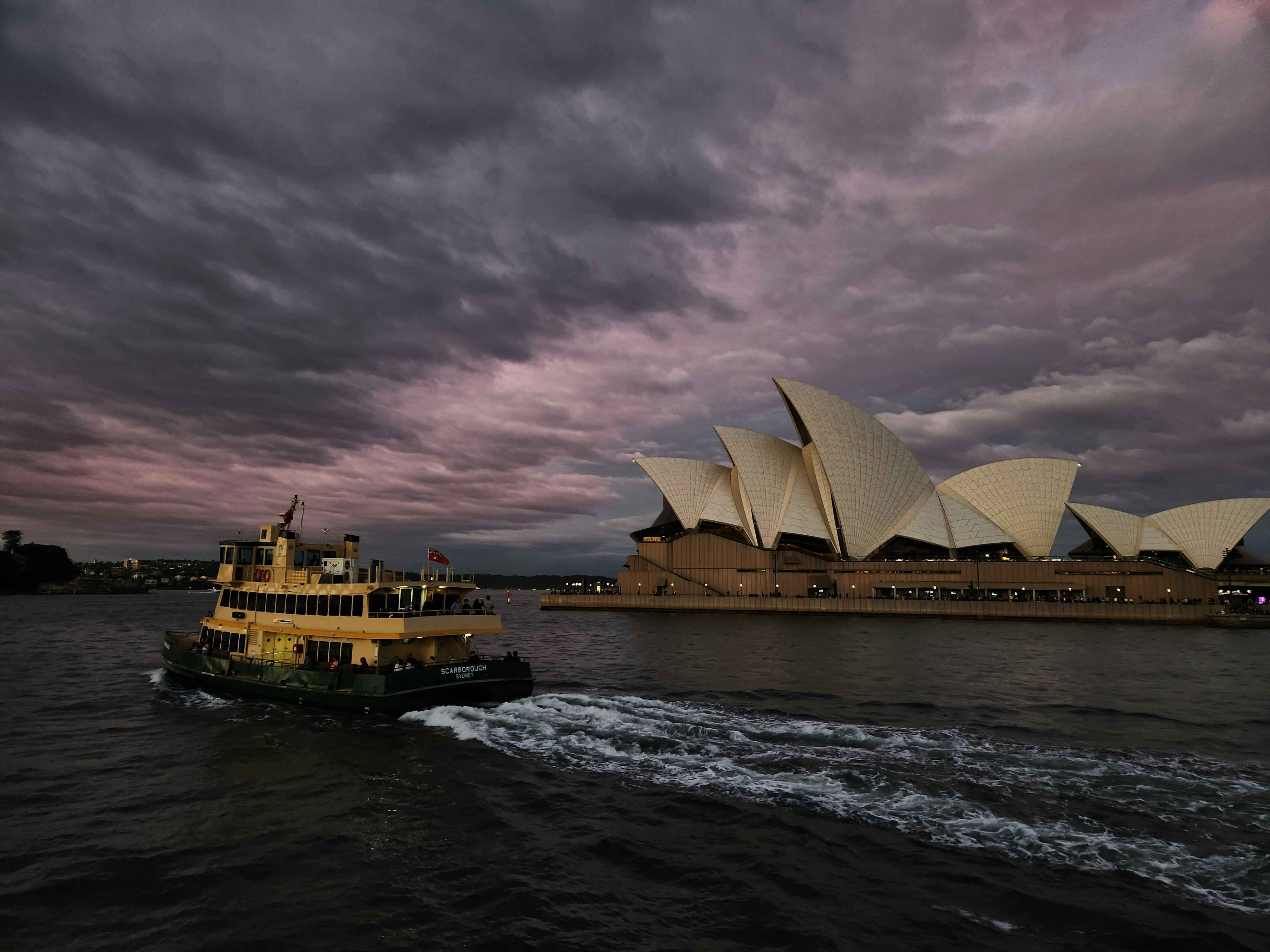 Velvet Light Over the Harbour: Ferry Glides Past the Opera House