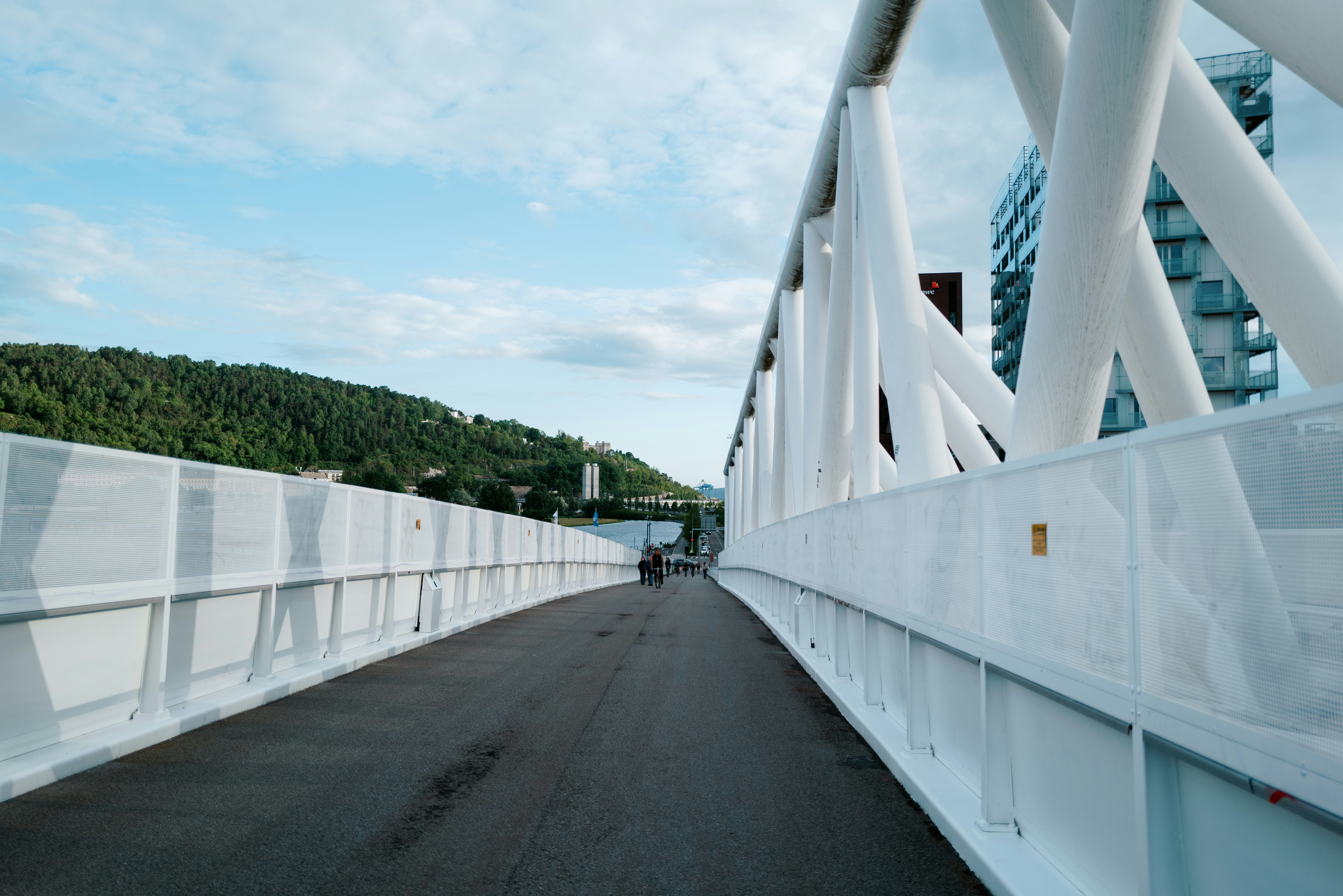 A bridge with a person walking across it photo – Free Building Image on ...