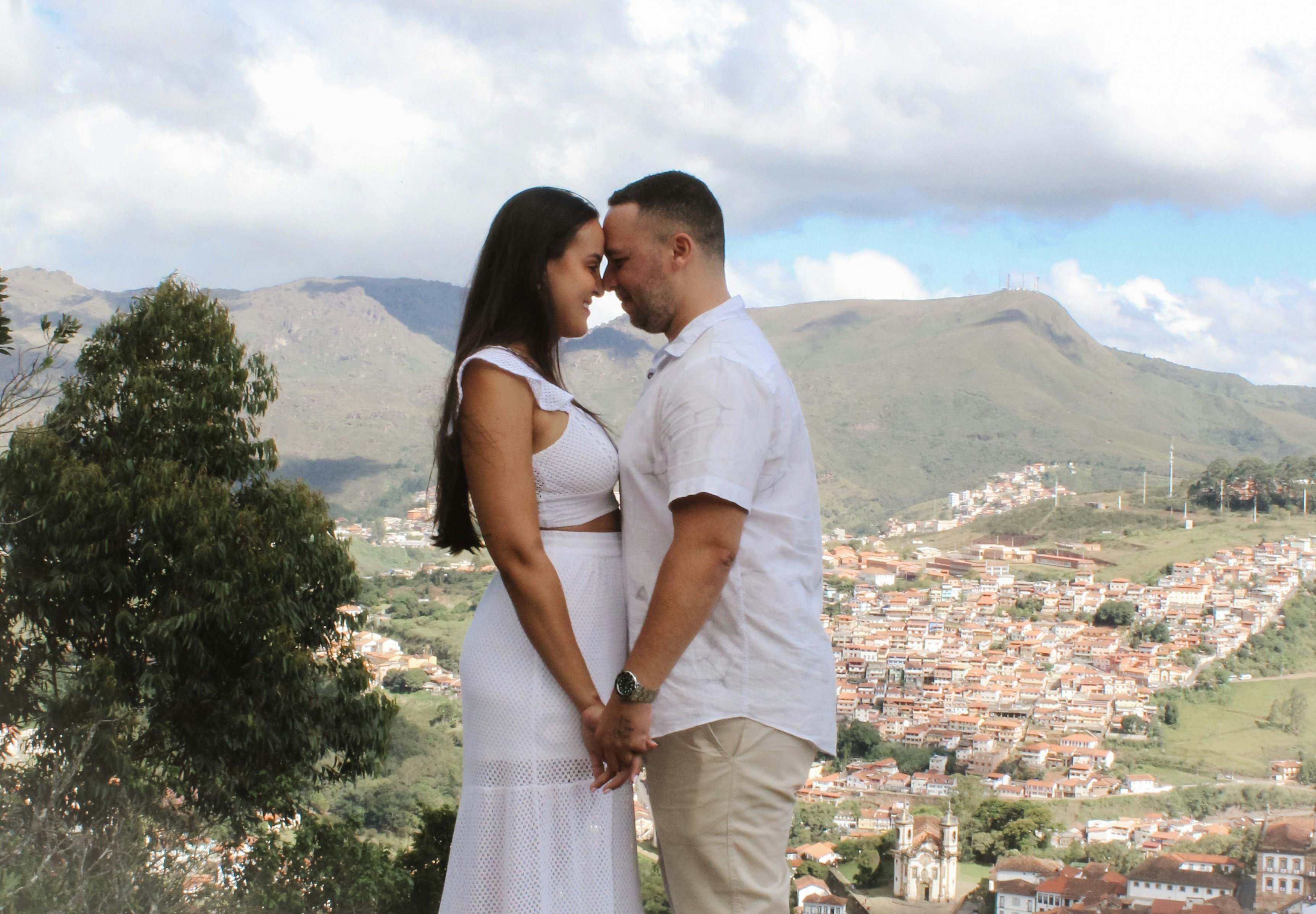 Tender Moment Overlooking Scenic Valley
