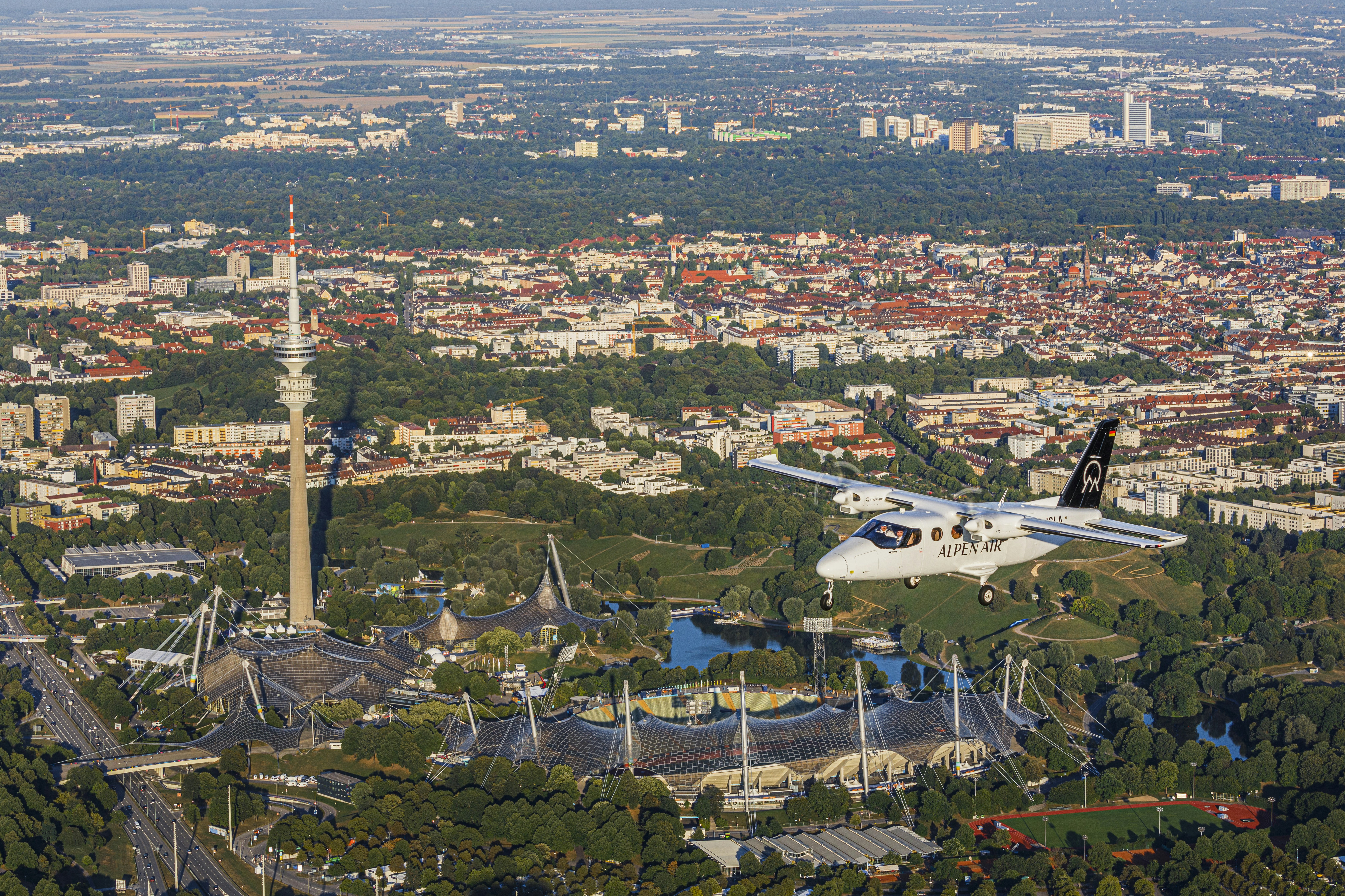 Berlin Airshow Over the Olympiastadion: A Solo Jet Skims the Green Canopy