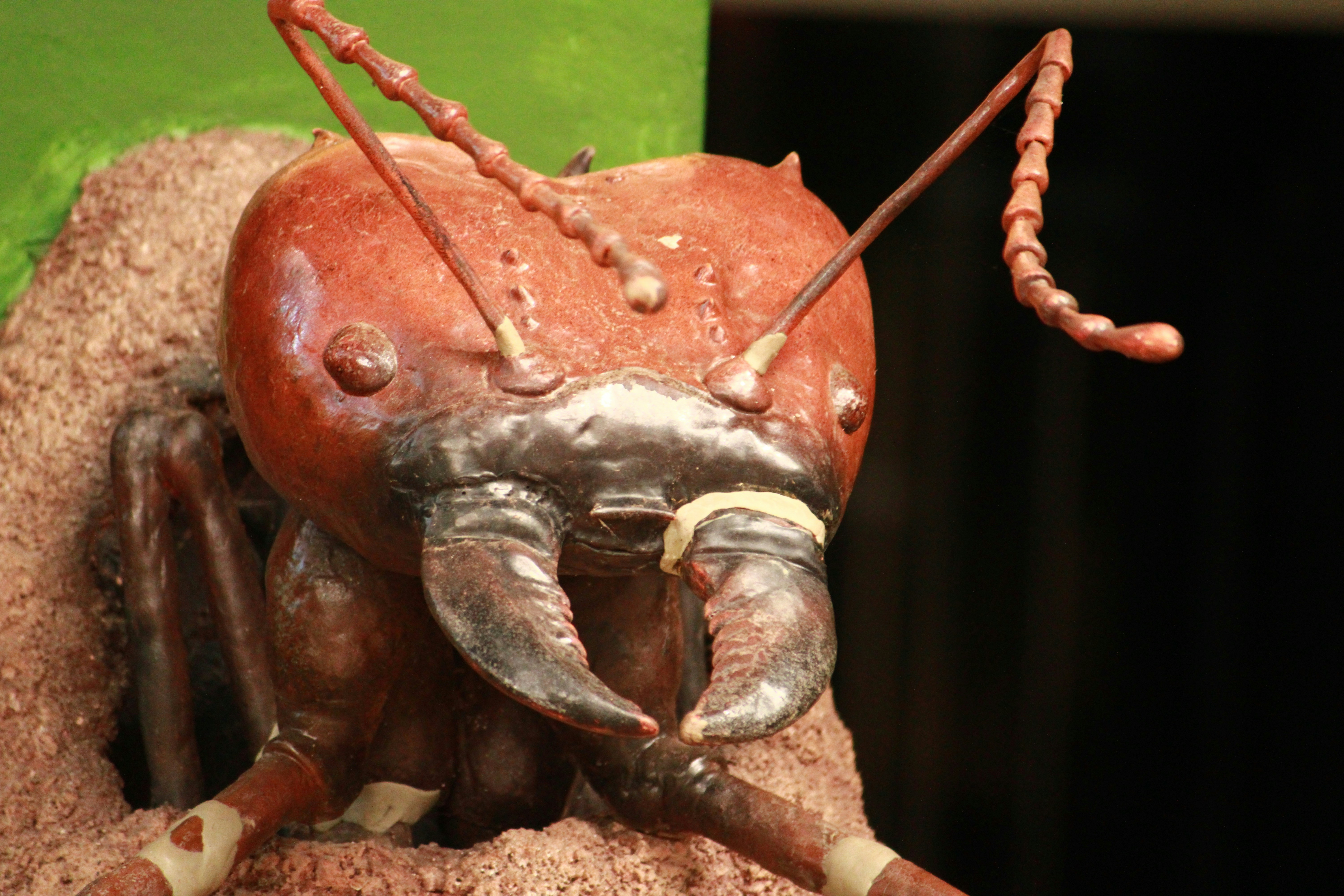 Crimson Claws: A Rustic Lobster Sculpture in Focus