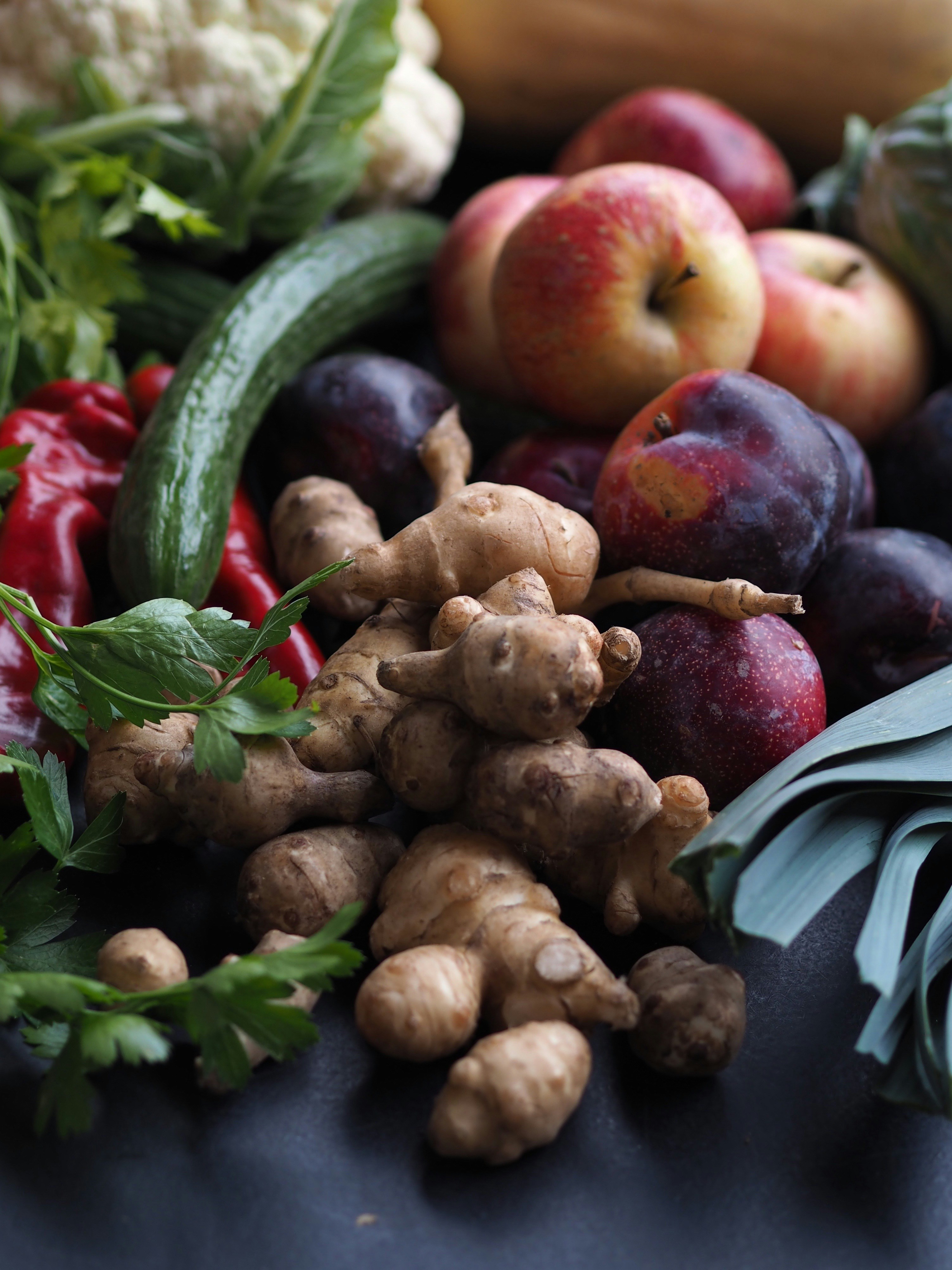 Ginger in a Harvest Palette: A Still-Life of Roots and Fruit