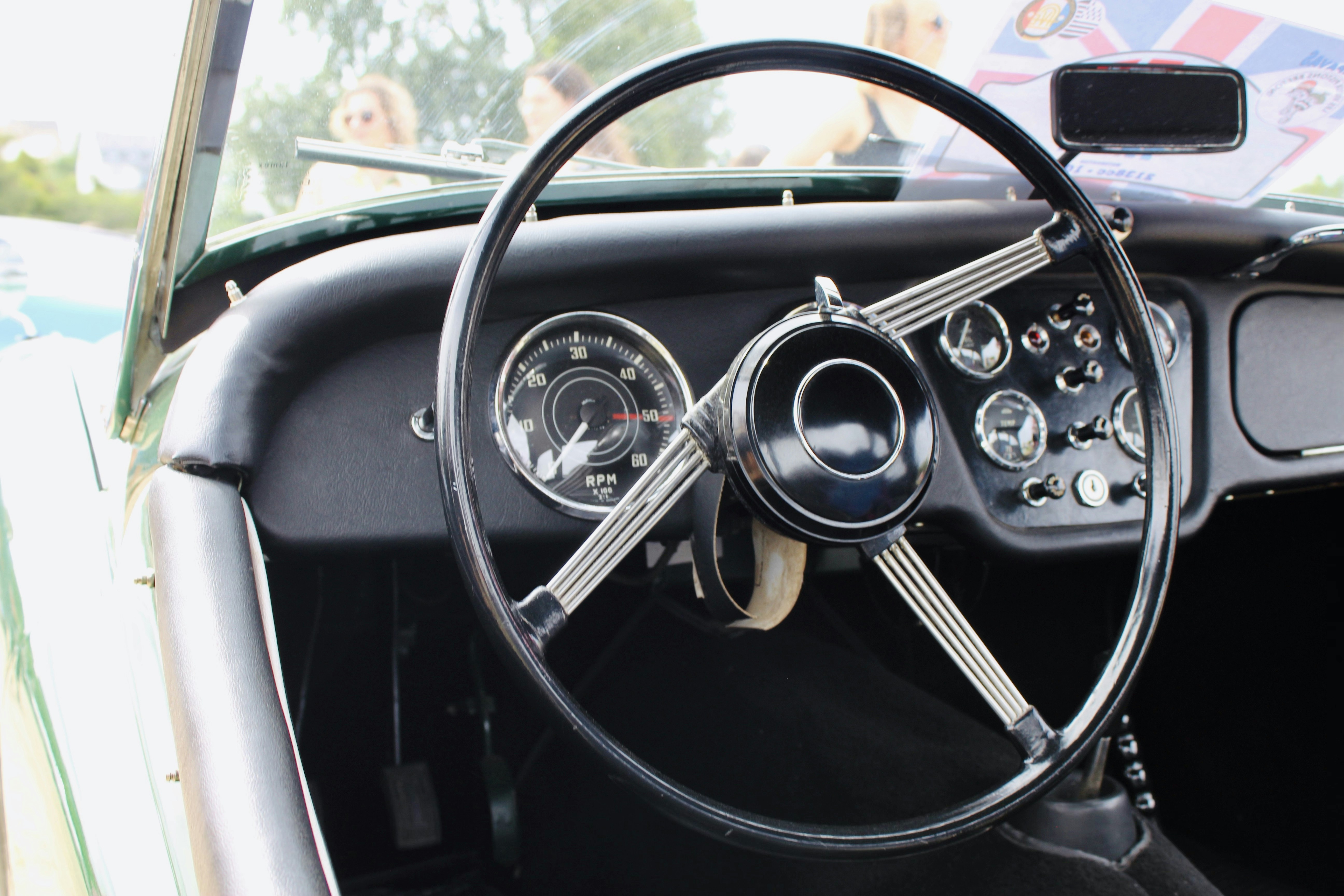 Chrome Crossroads: The Center Hub of a Vintage Steering Wheel