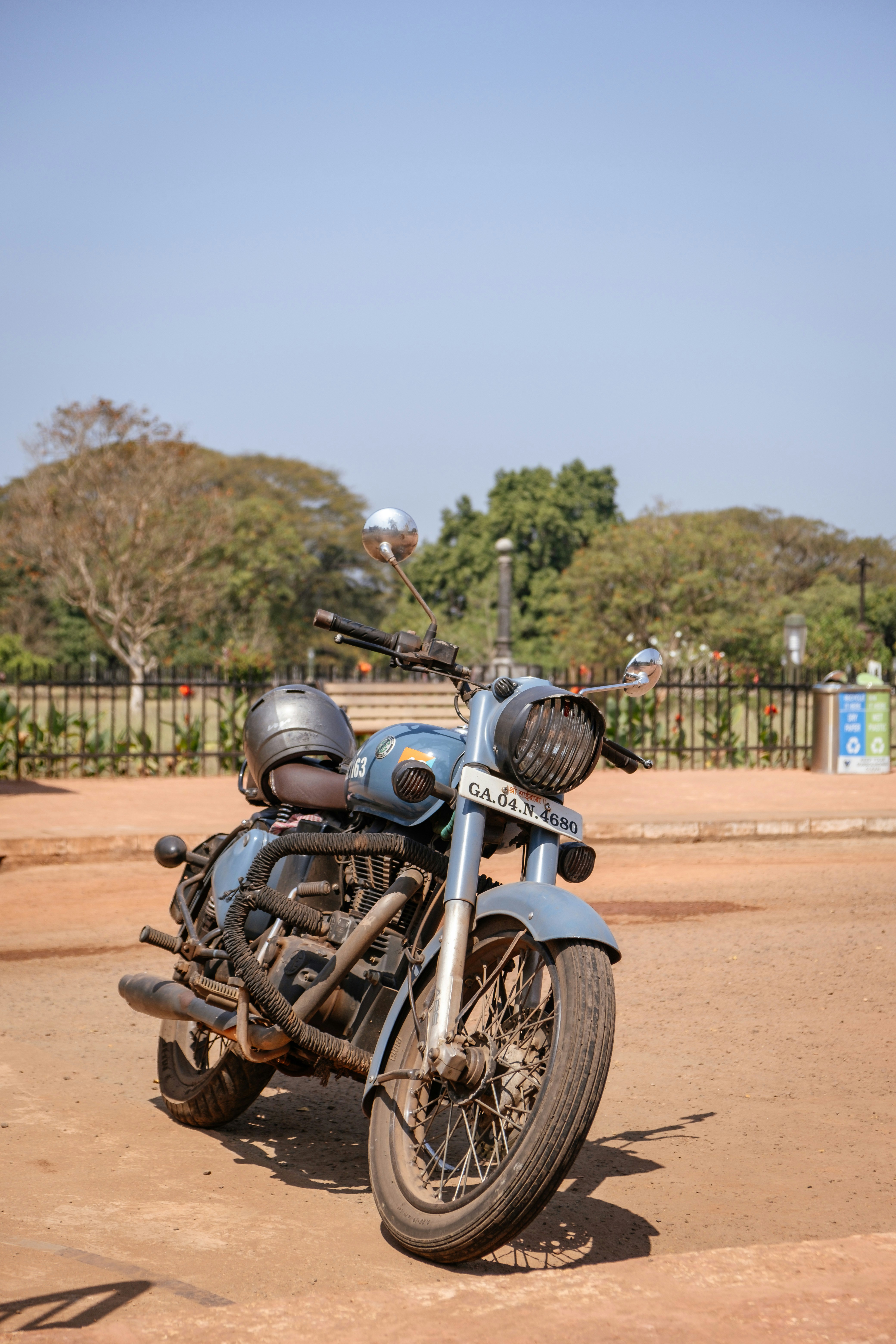 Blue Classic: a Parkside Moment with a Vintage Motorcycle