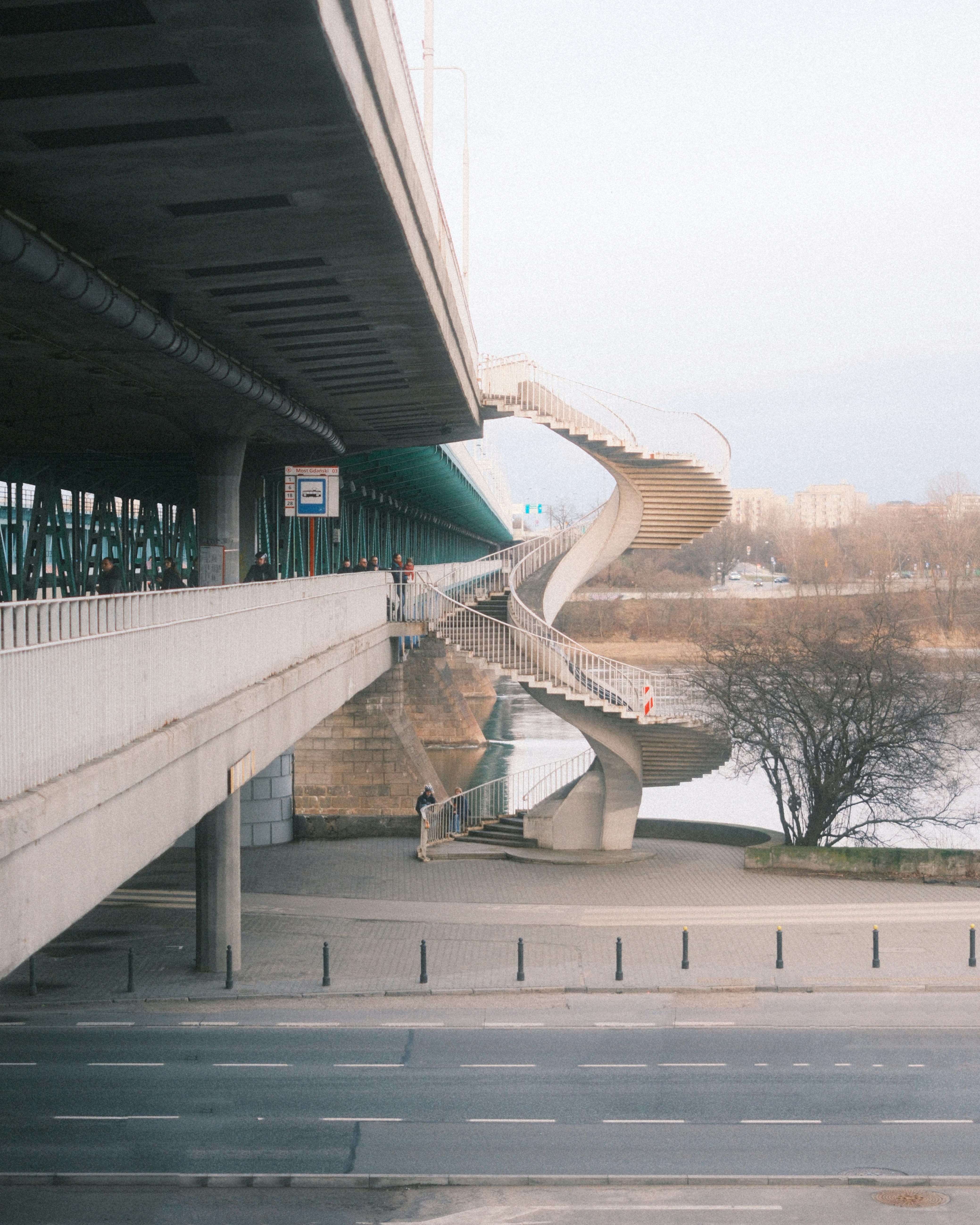 A bridge with a spiral staircase going over it photo – Free Warsaw ...