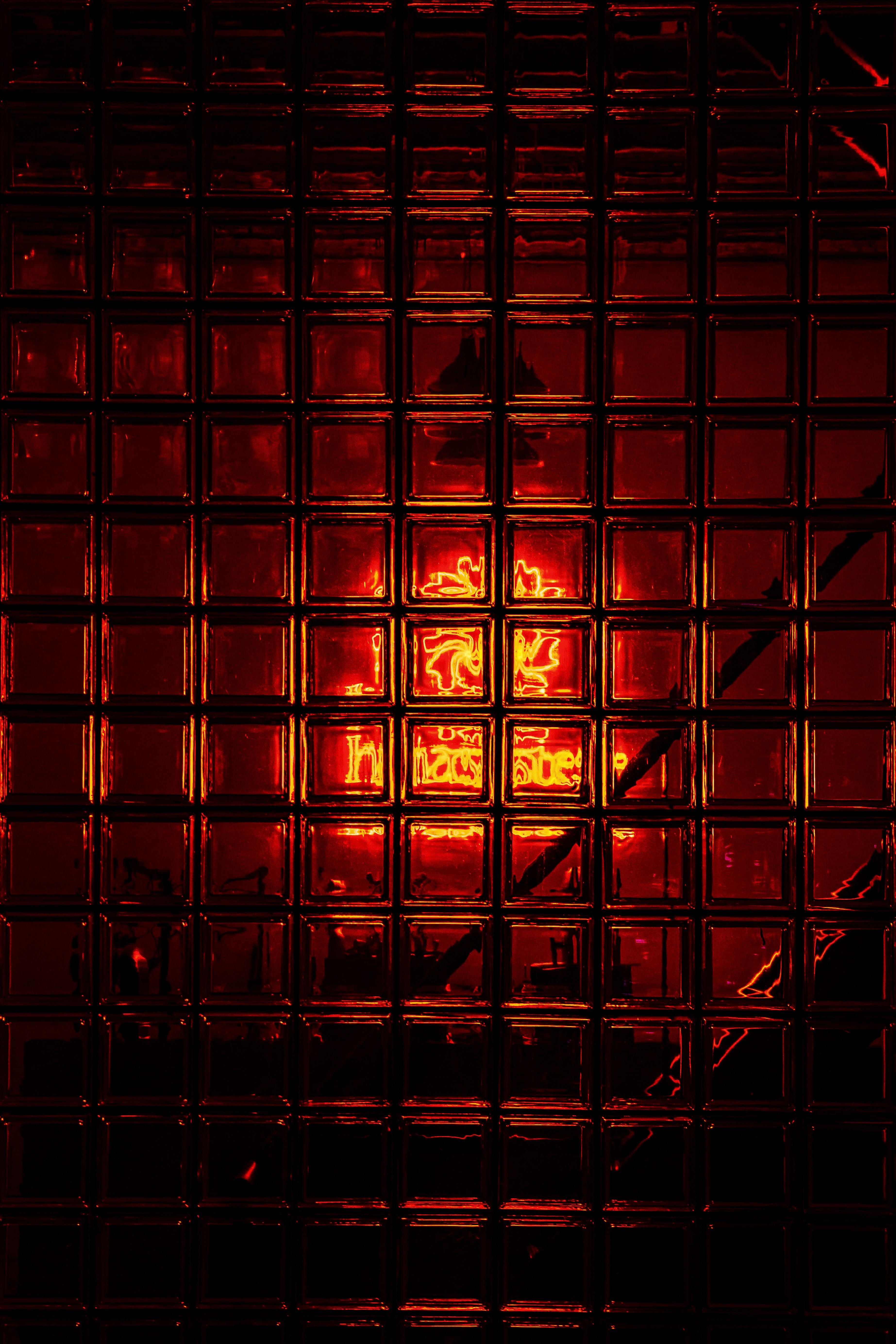 Crimson Core in a Neon Glass Mosaic