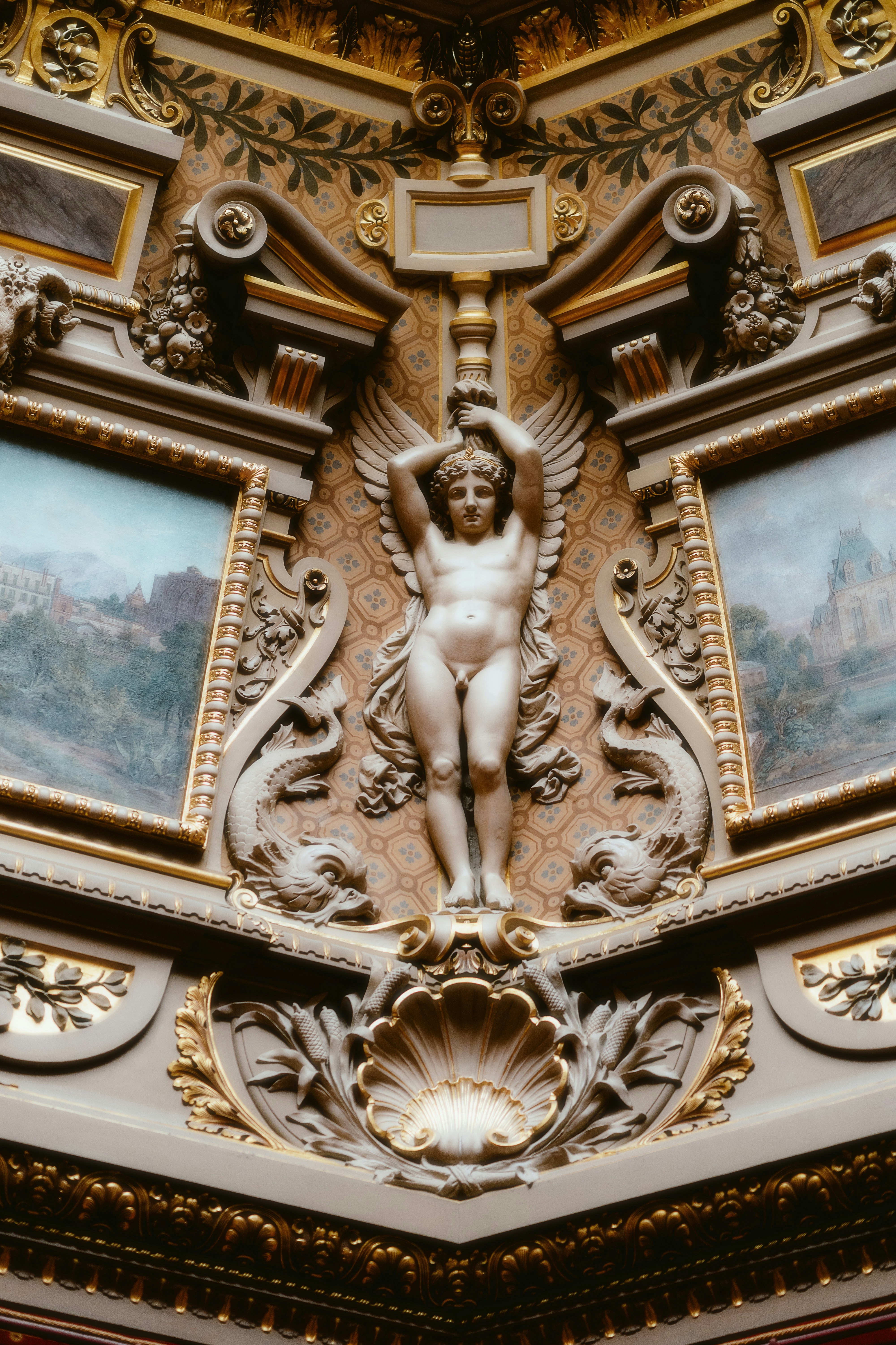 Winged Central Figure at the Heart of a Gilded Baroque Crest