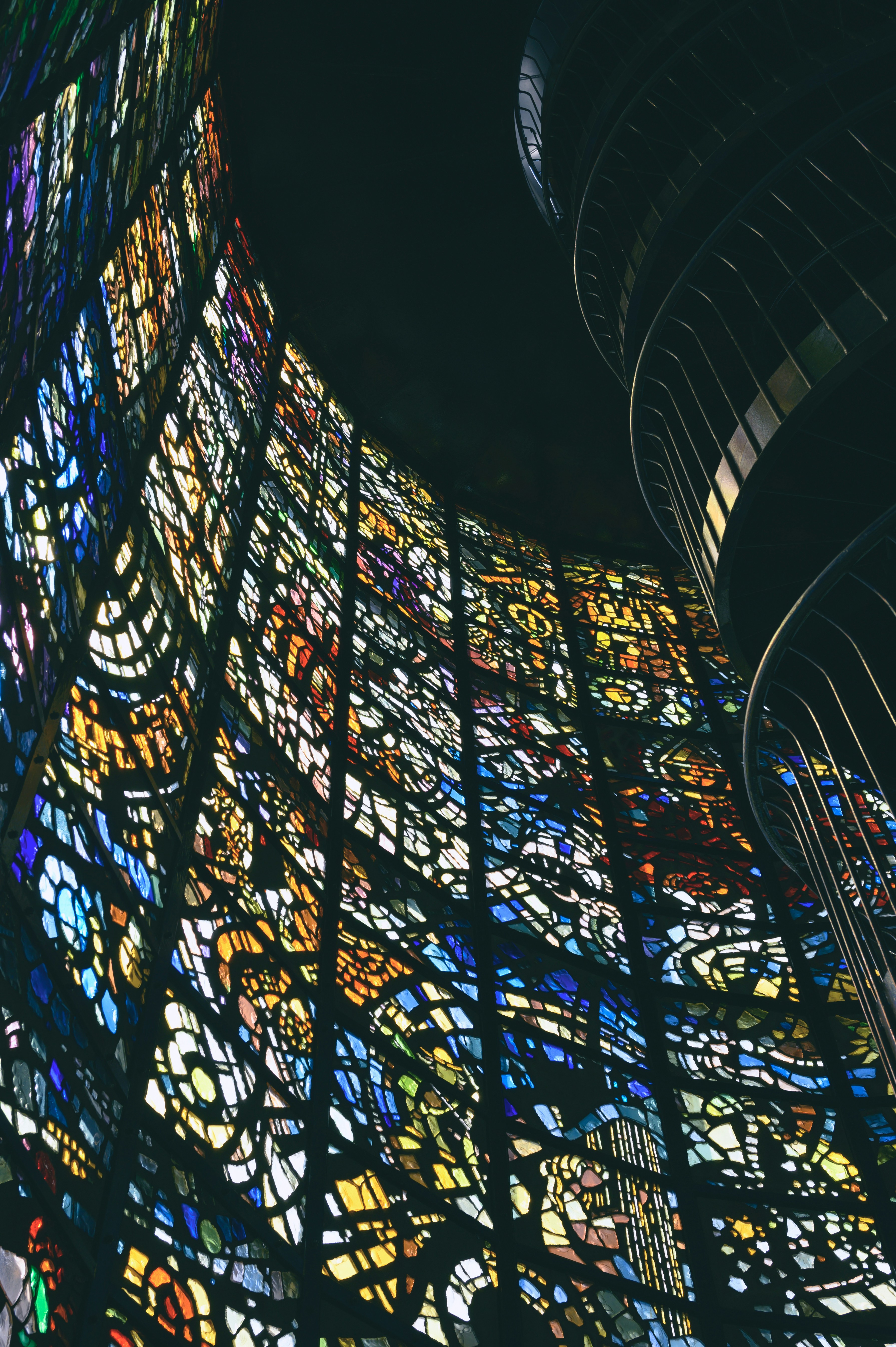 A large stained glass window in a building photo – Free Building Image ...