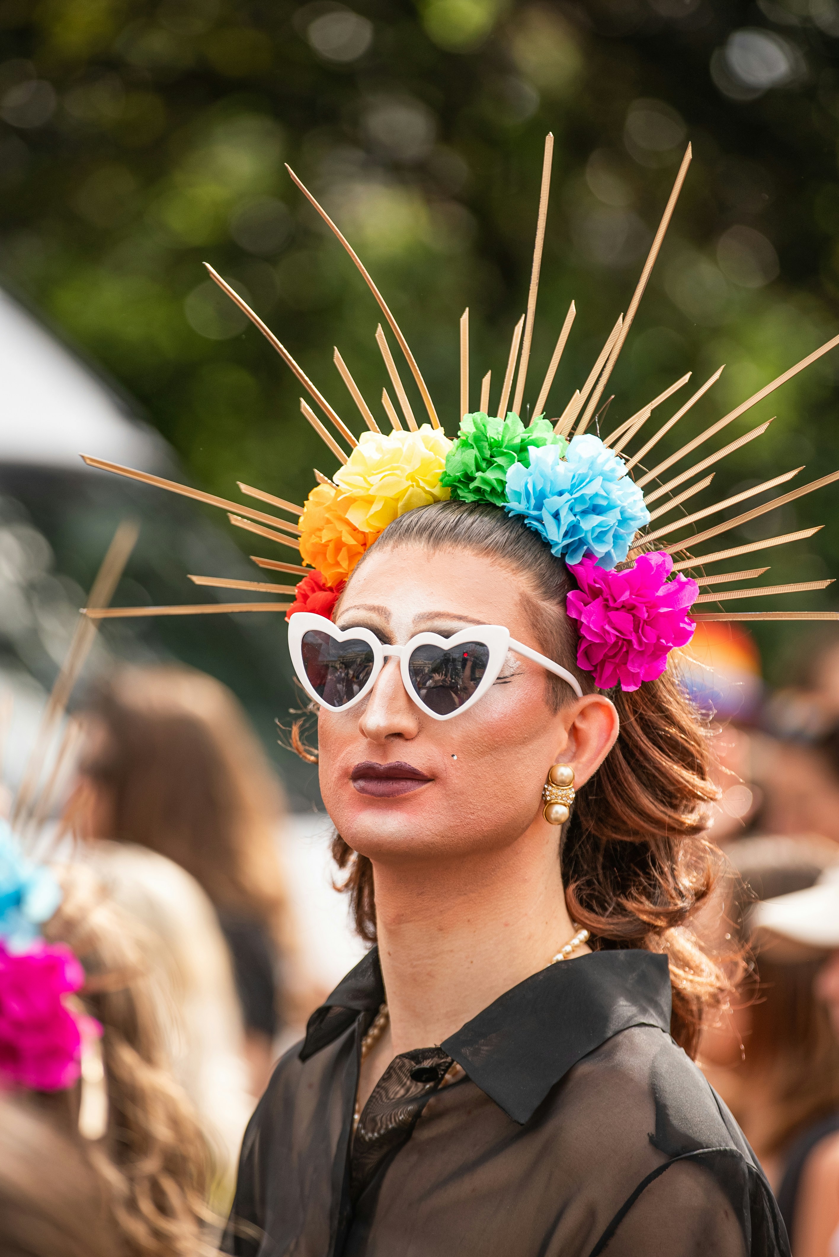 Sunburst Headdress at a Colorful Festival Portrait