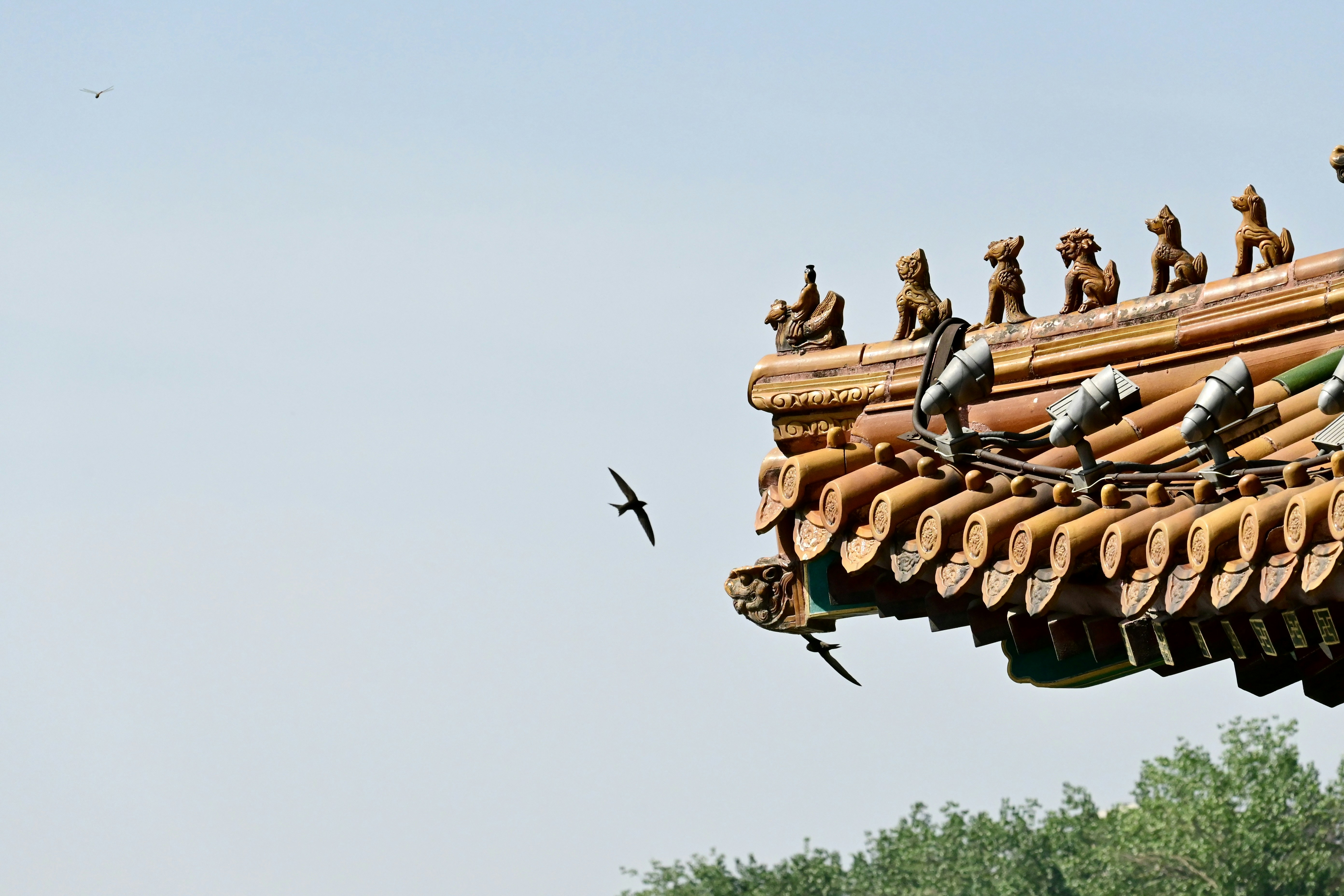 Terracotta Guardians Guard the Ridge Under a Pale Sky