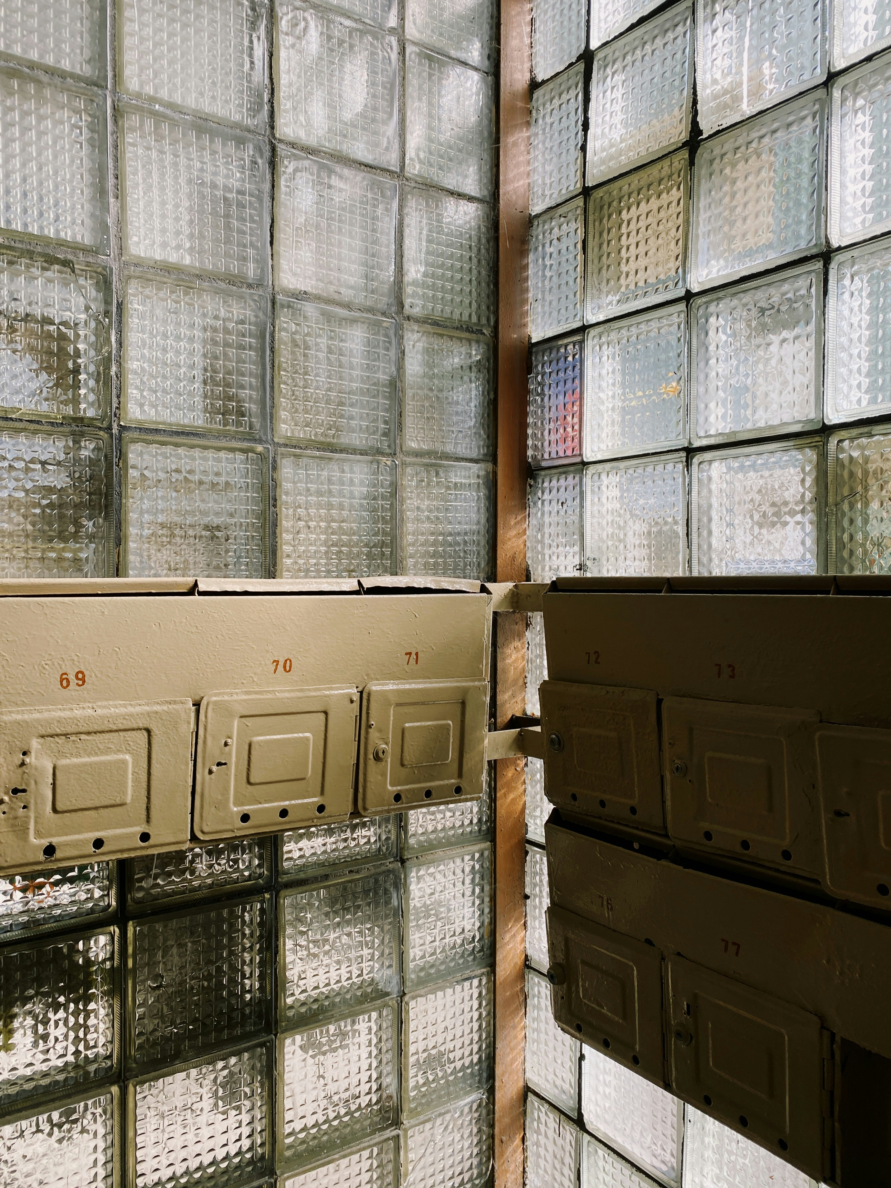 Beige Vaults Framed by Frosted Glass Blocks