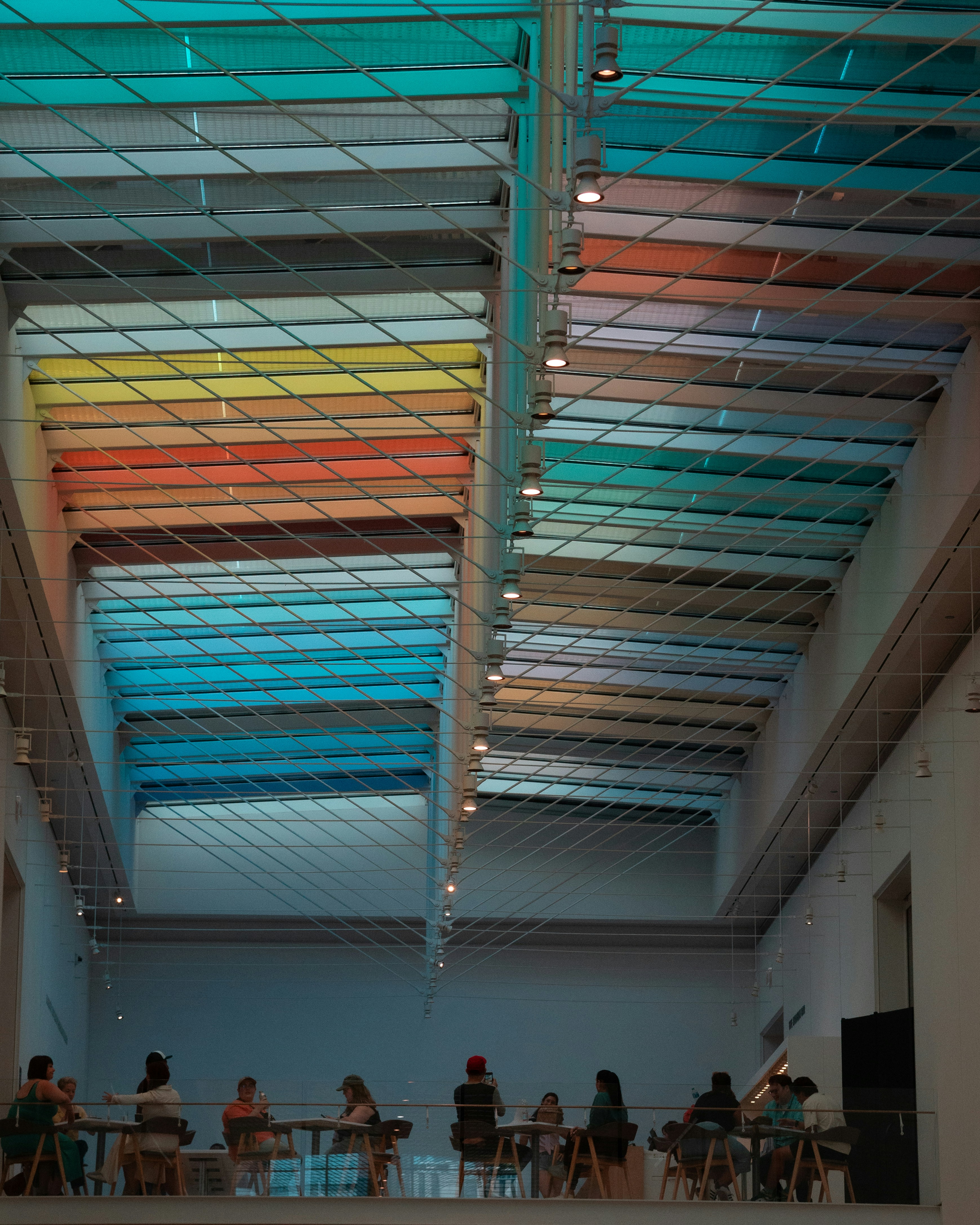 Chromatic Canopy Over a Quiet Café Balcony