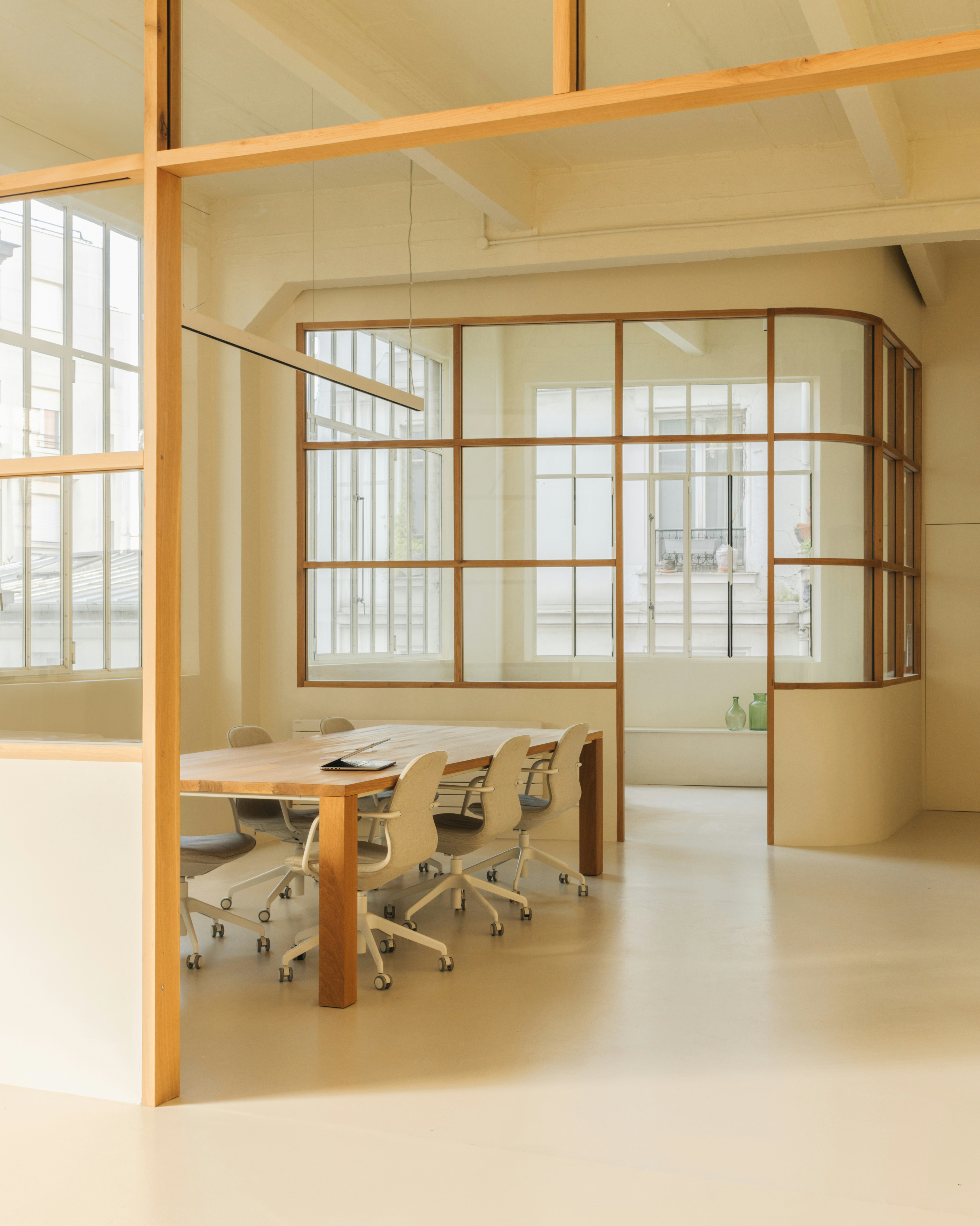 An empty room with a table and chairs photo – Free Fashion Image on ...