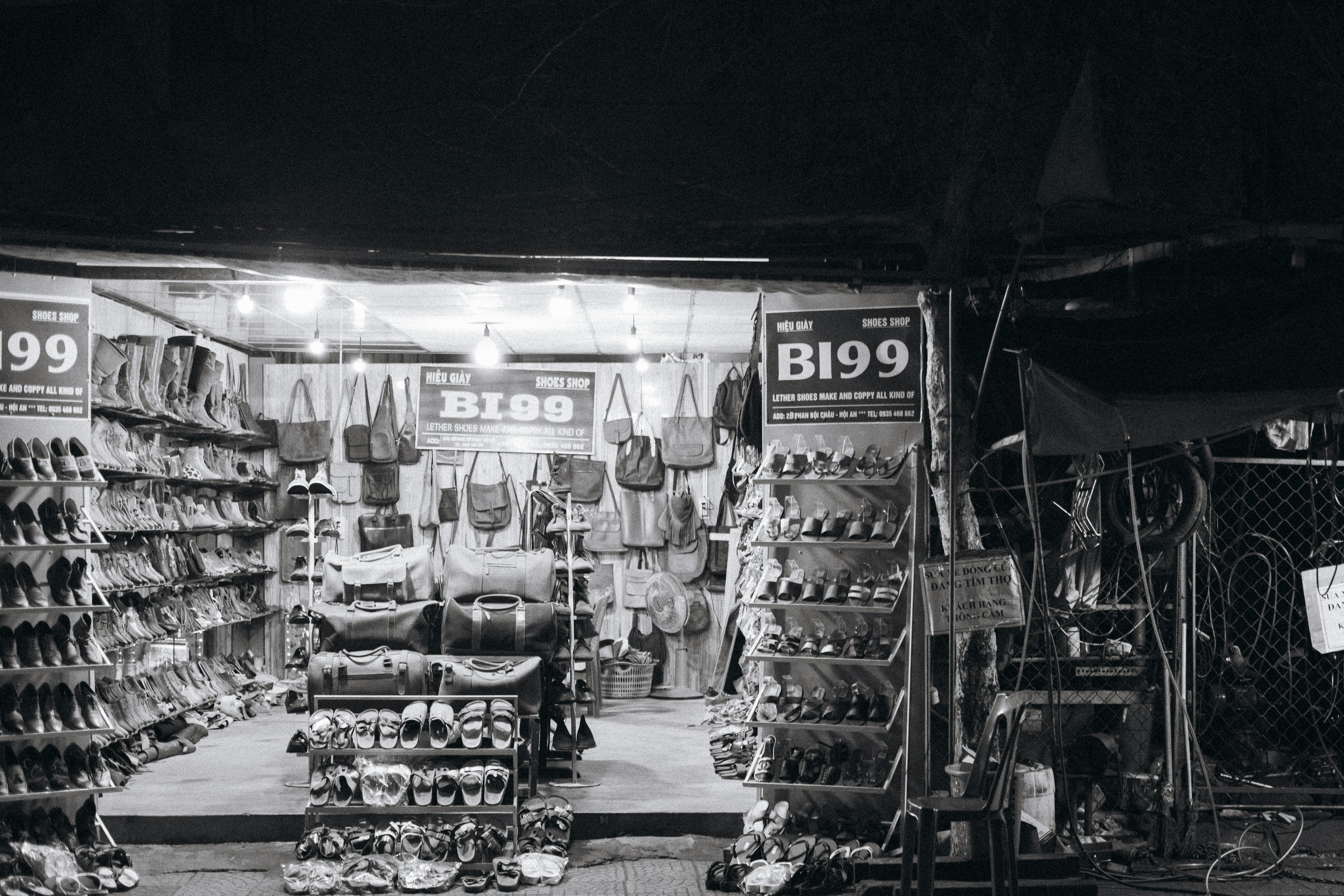A black and white photo of a shoe store photo – Free Building Image on ...