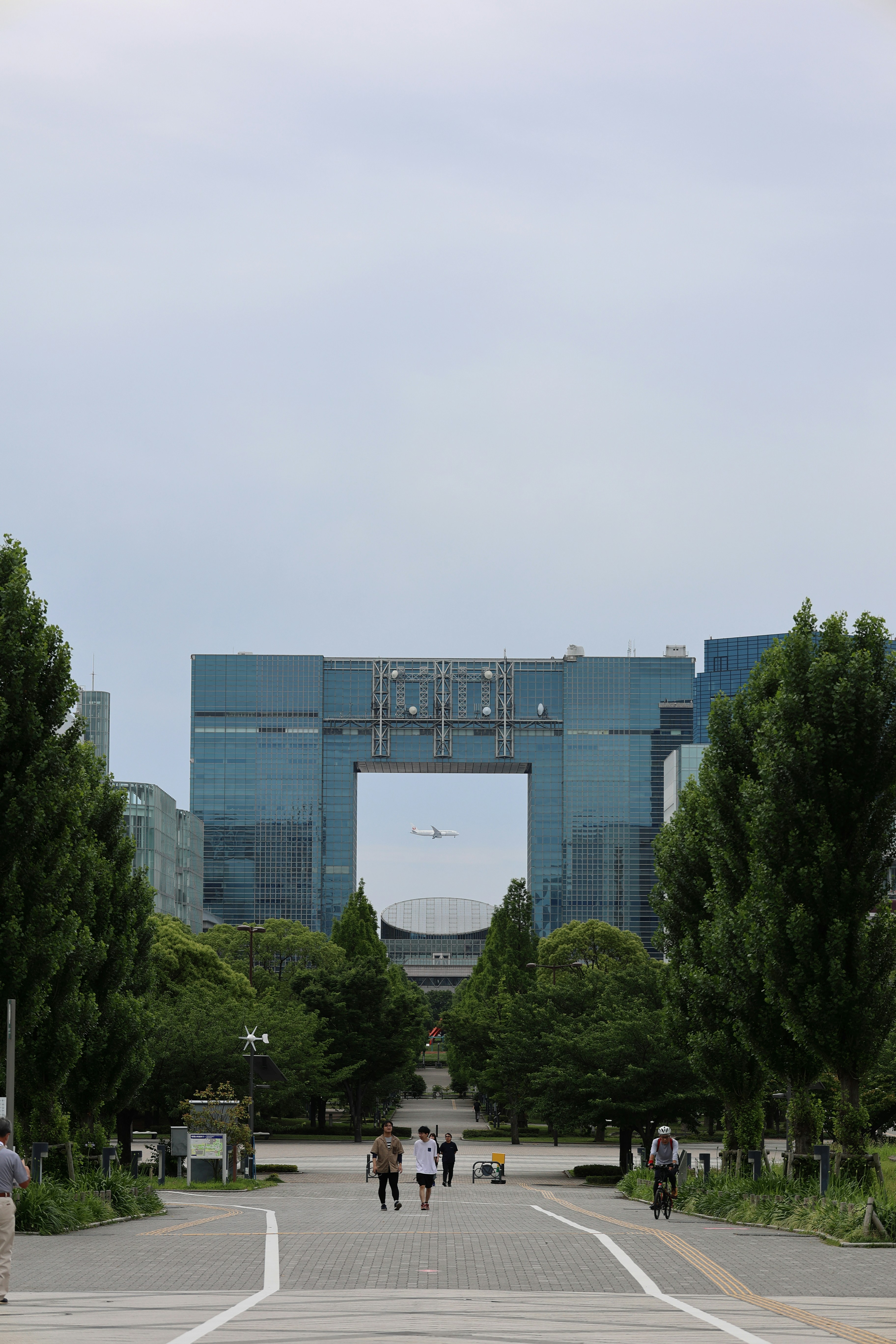 Architectural Frame: A Plane Silhouette Through the Gate of Glass Towers