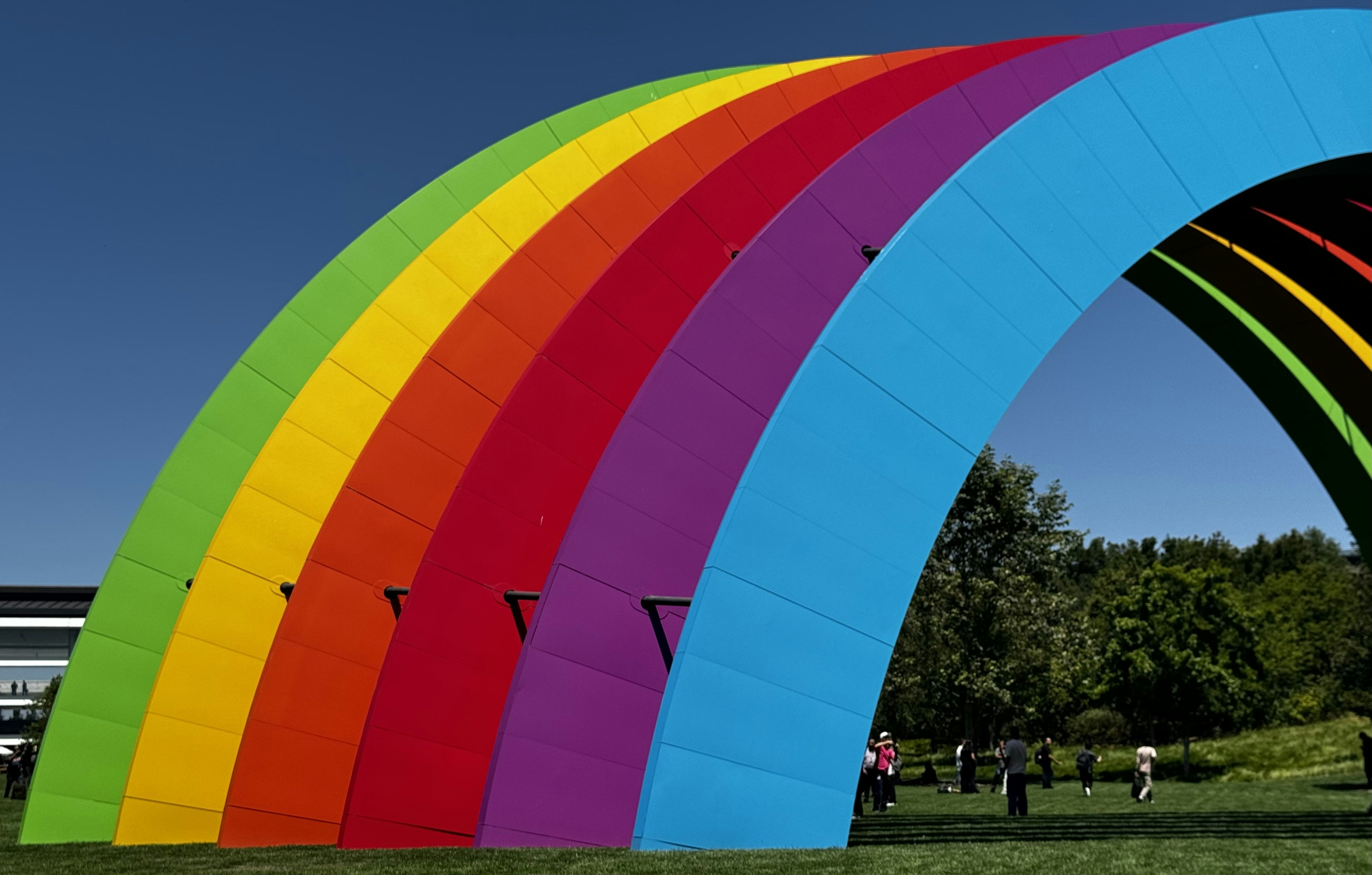 A large rainbow colored arch in a park photo – Free Cupertino Image on ...