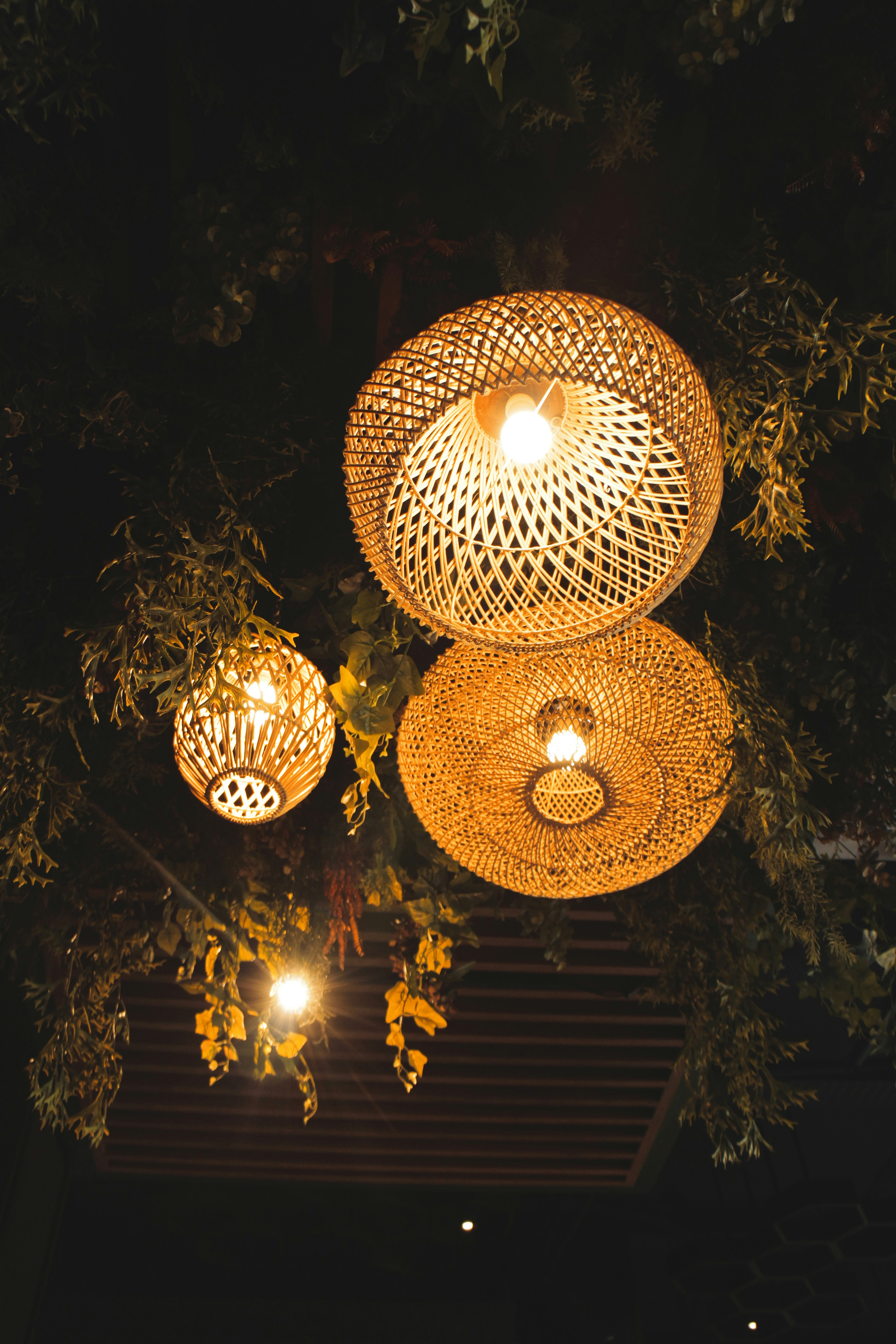 A couple of lights hanging from the ceiling photo – Free Indoors Image ...